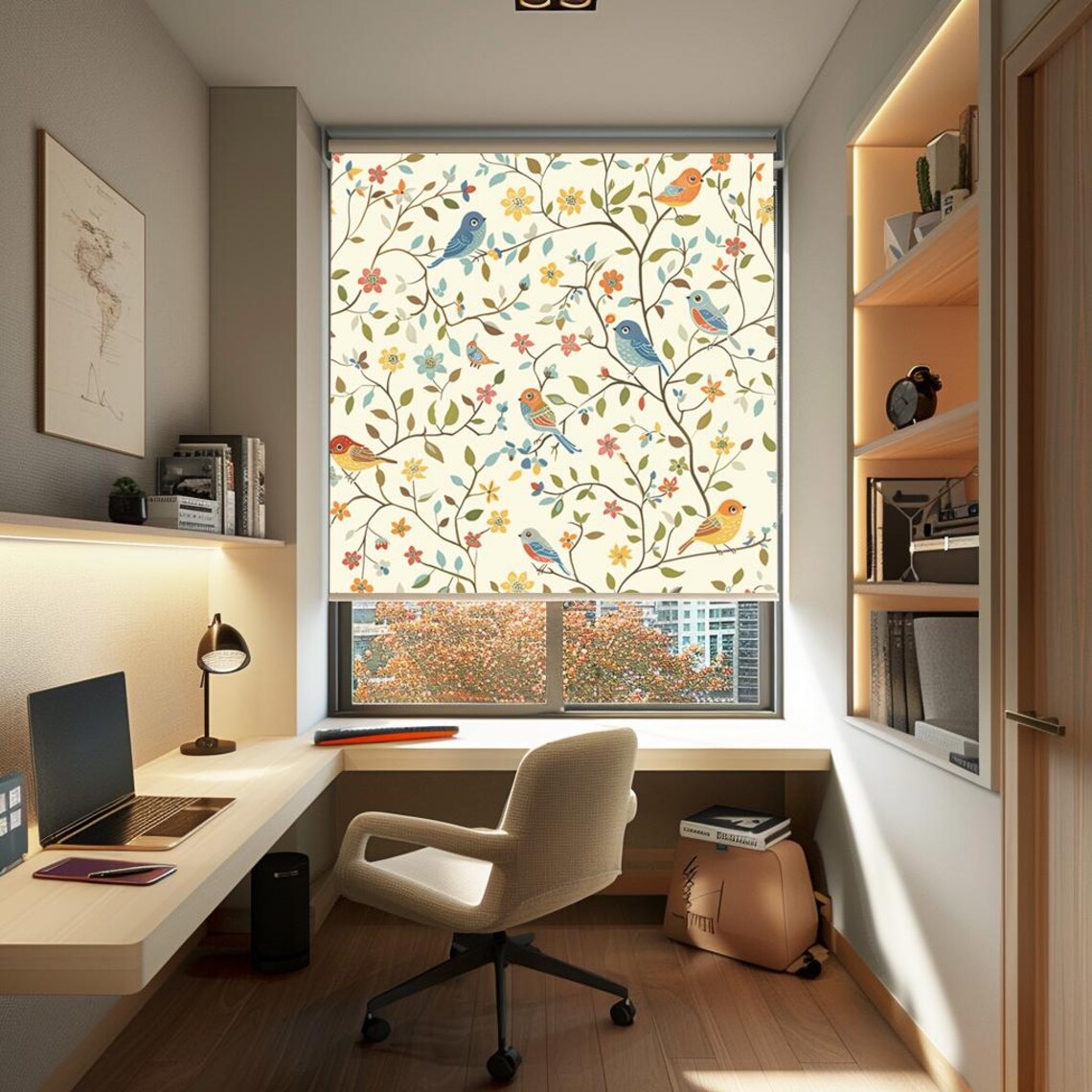 Custom Roller Blinds for Kids Room, Floral and Bird Pattern Roller ...