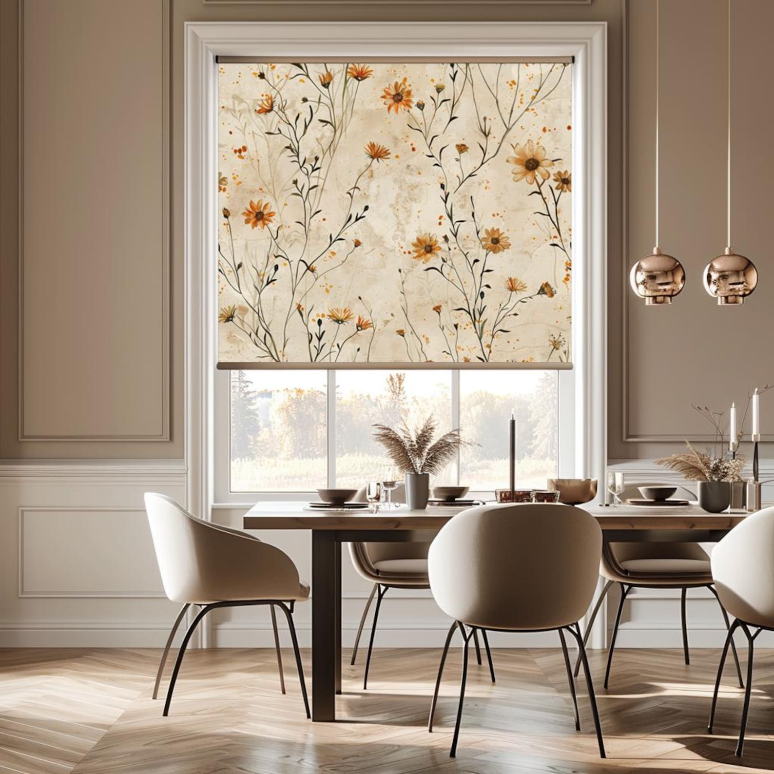 Floral Roller Blinds, Yellow Flower Patterned Window Shades,custom ...