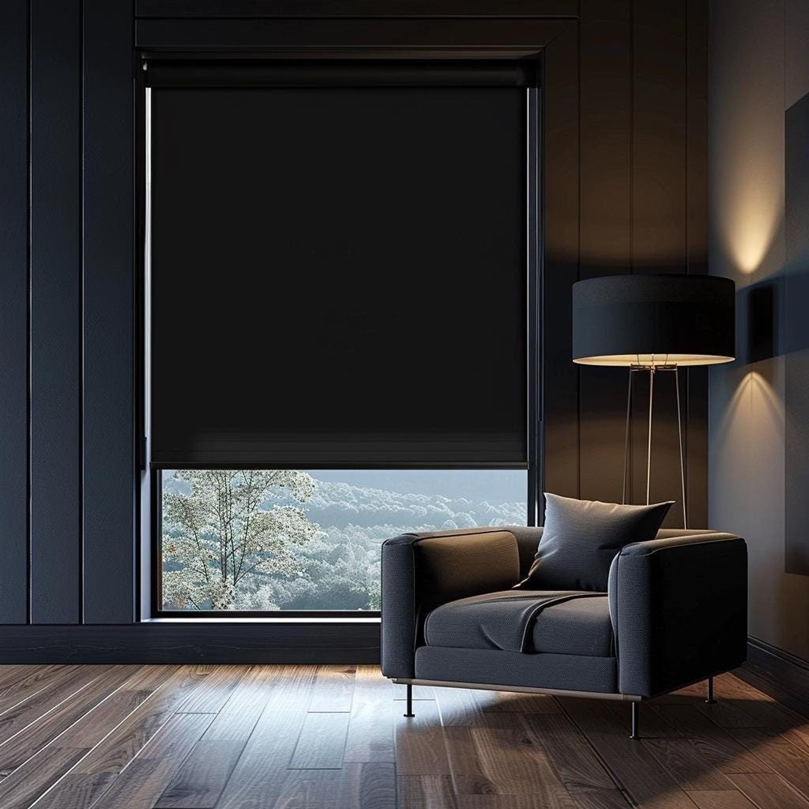 Minimalist Solid Color Roller Blind, Custom Color Blackout Shade, Plain ...