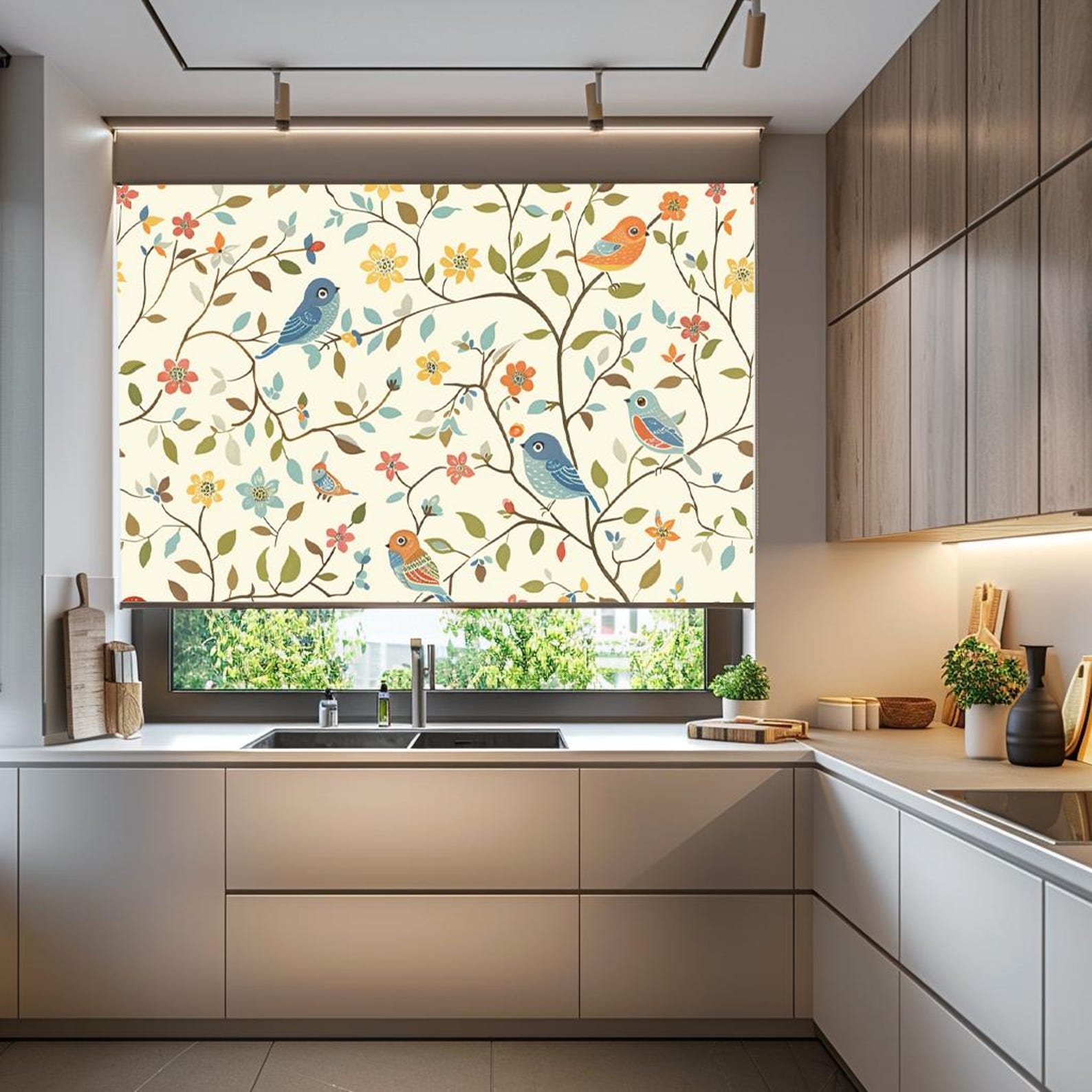 Custom Roller Blinds for Kids Room, Floral and Bird Pattern Roller ...