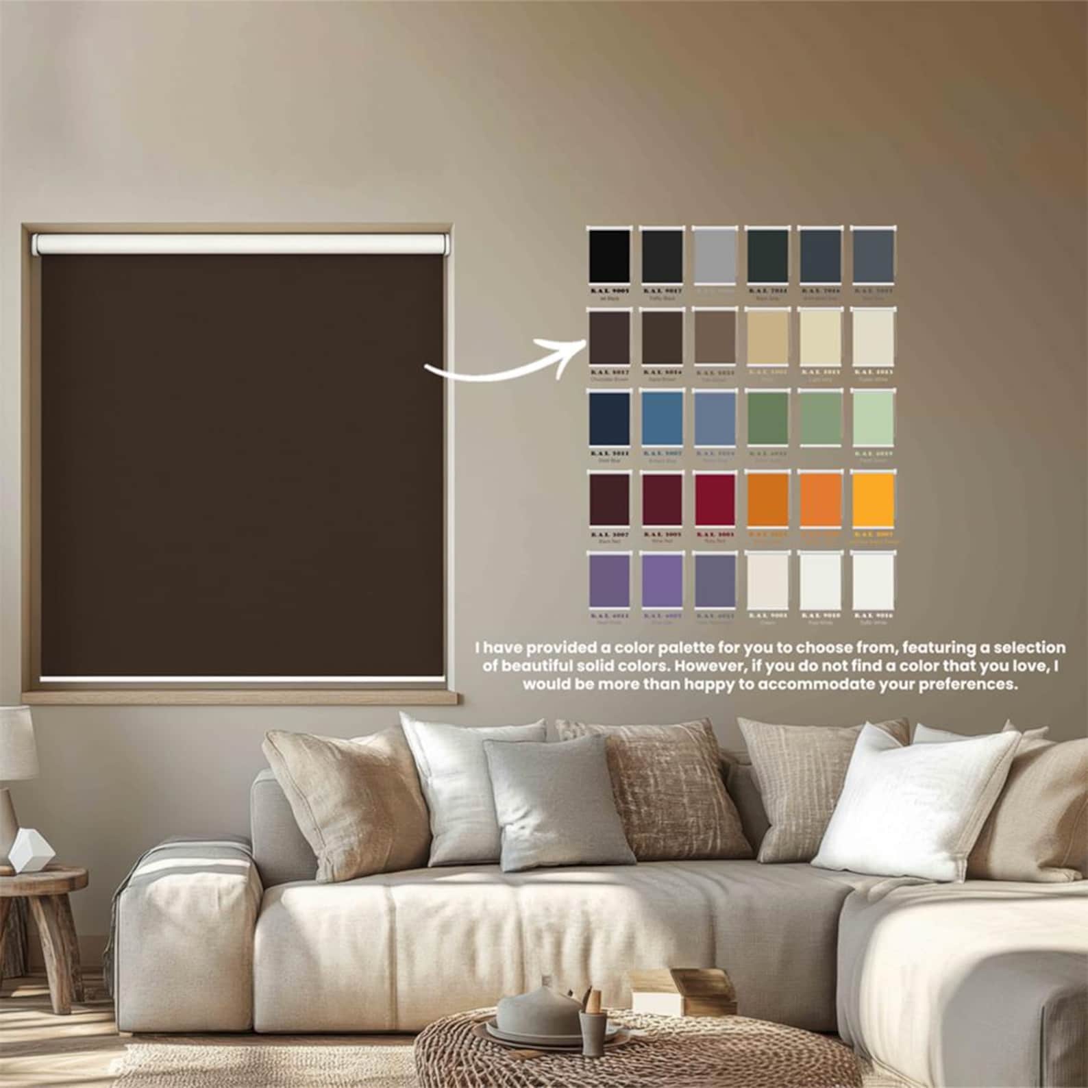 Minimalist Solid Color Roller Blind, Custom Color Blackout Shade, Plain ...