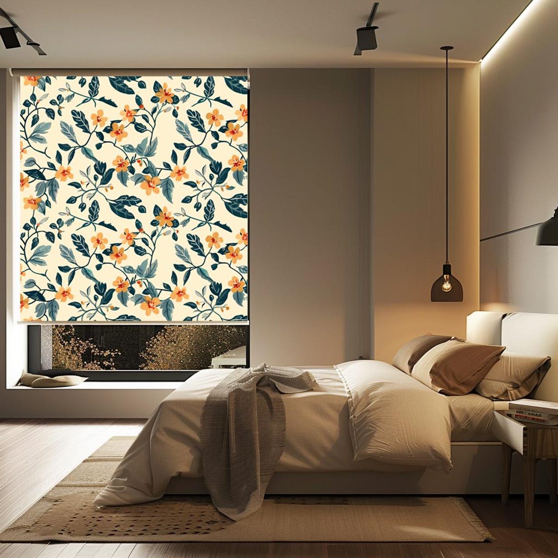 Beautiful Flower Design Roller Blind, Ideal for Living Spaces, Perfect ...