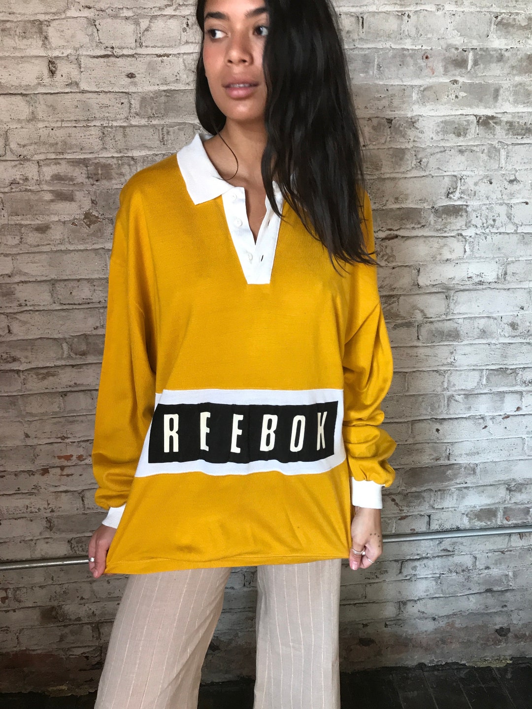 Super Rare Vintage Reebok Jersey / Mustard Yellow Street Style Athletic ...