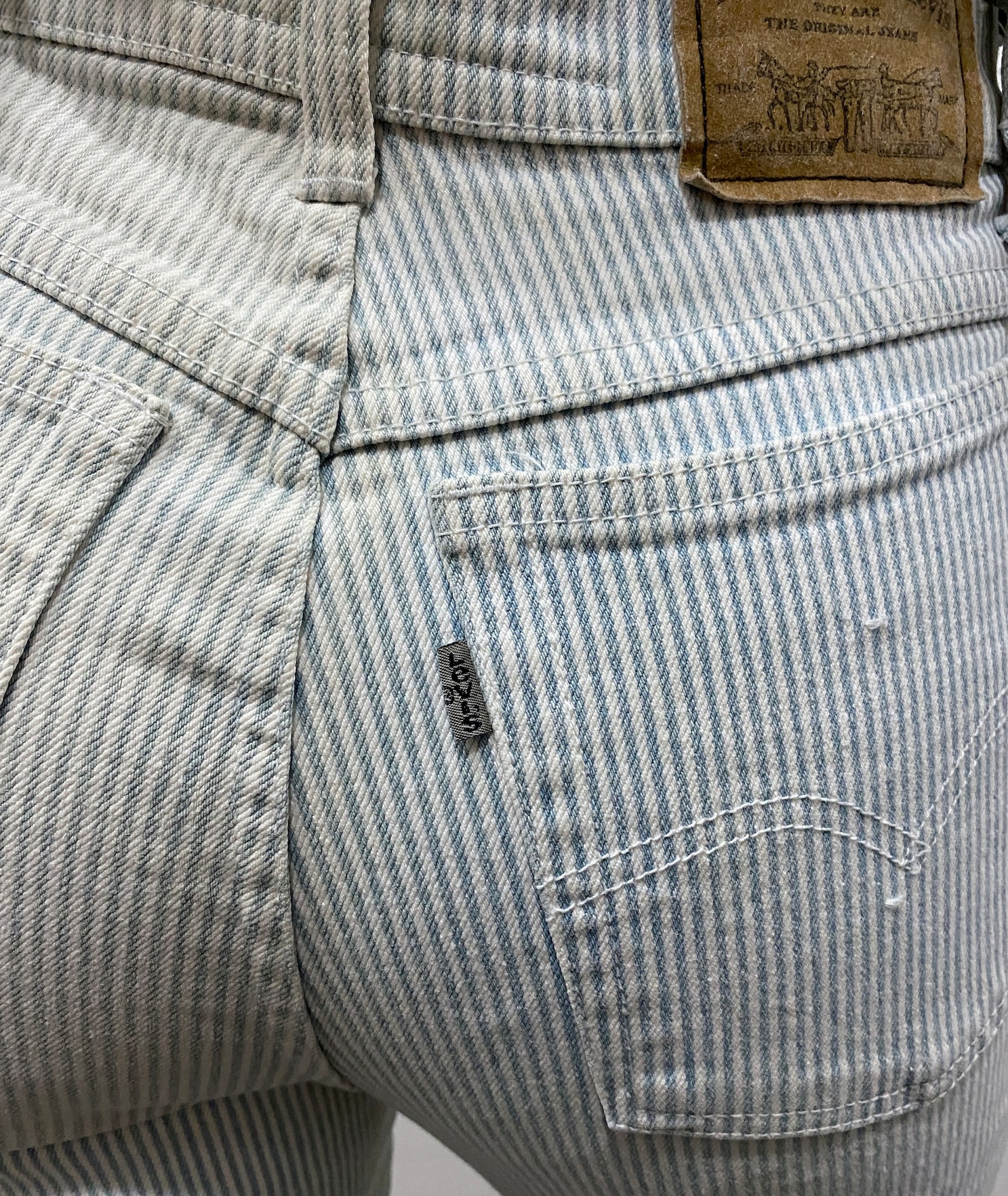 80s Womens Levis Hickory Stripe Jeans / Vintage Womens Levis Conductor ...