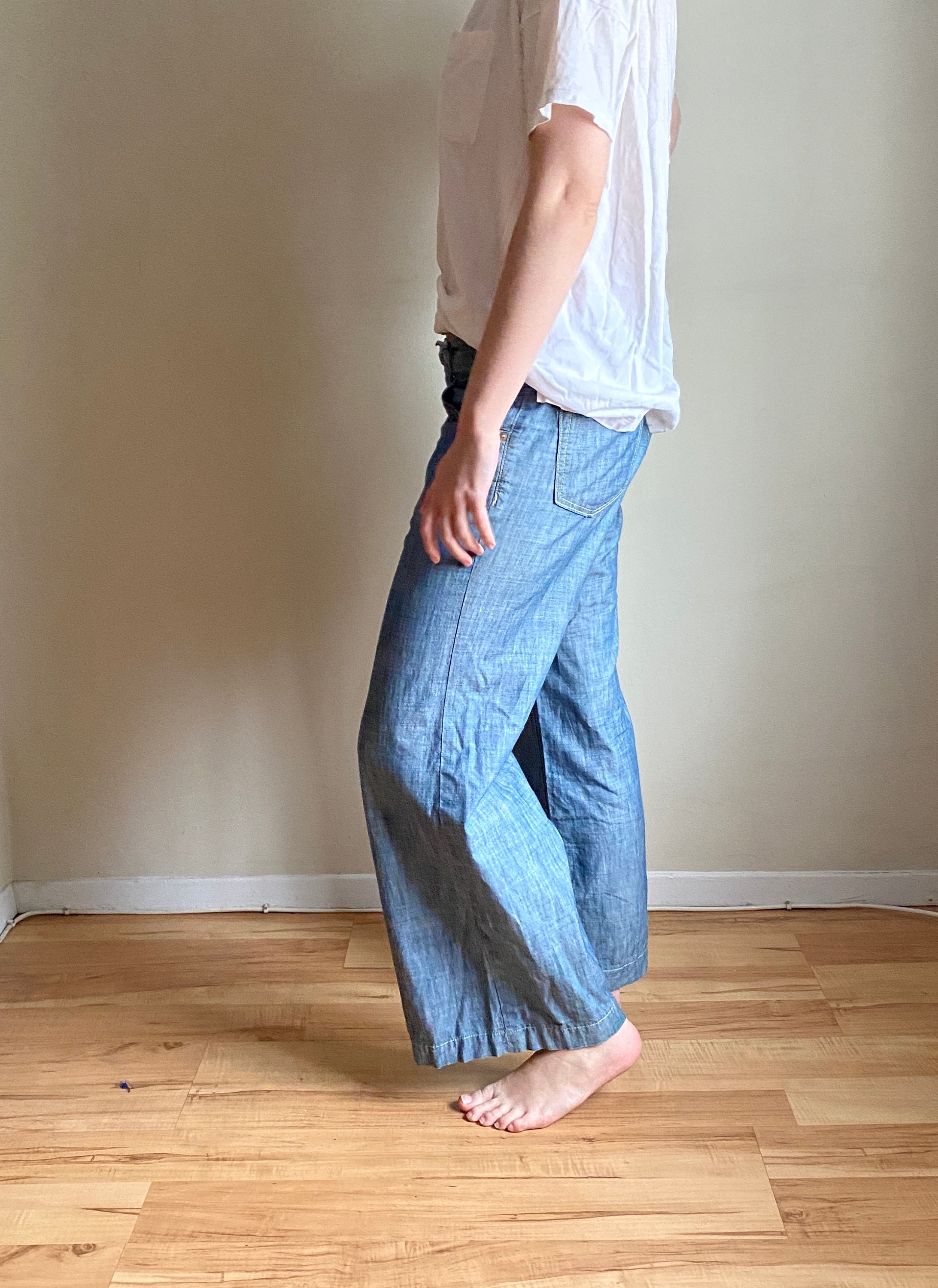 Vintage Y2k Banana Republic Low Rise Wide Leg Flares / Preppy Chambray ...