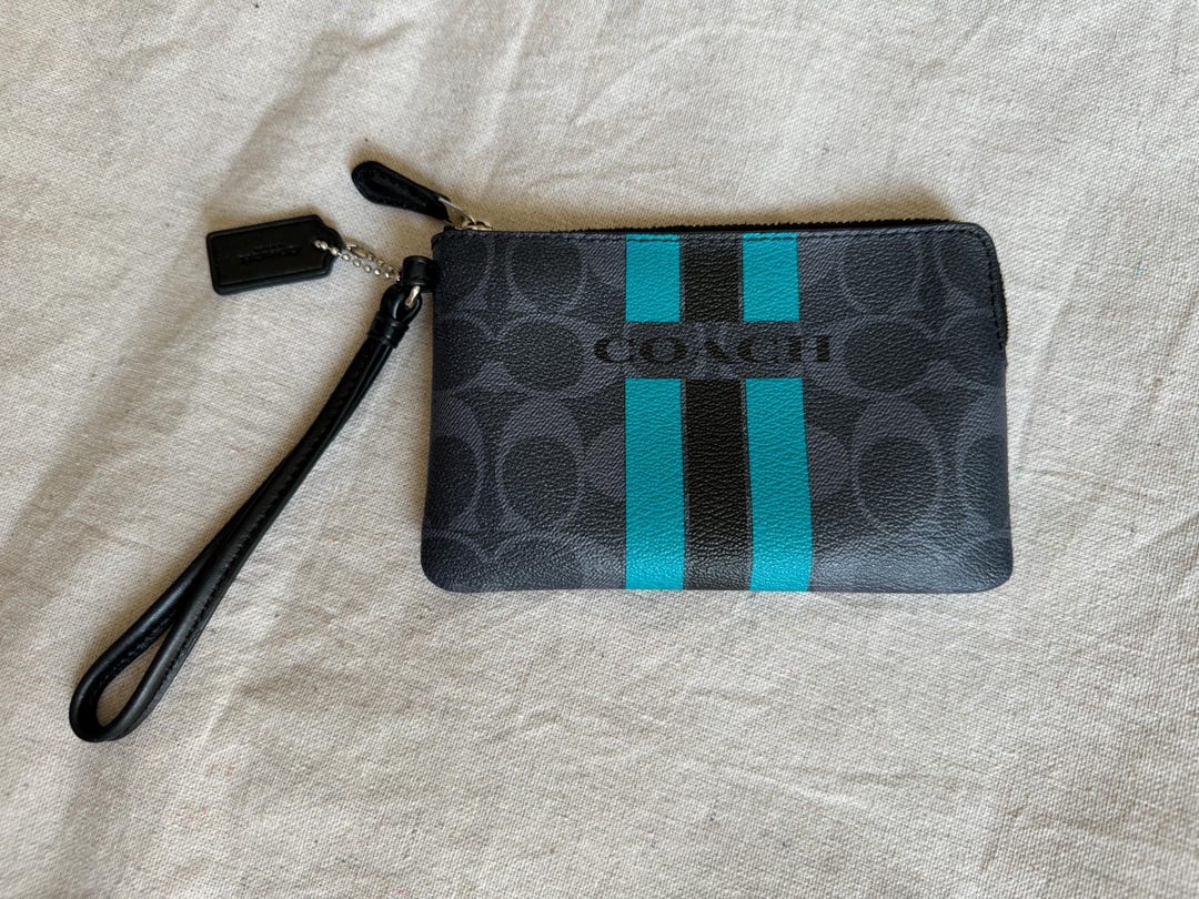 Y2k Coach Wristlet / 2000s Leather Coach Wallet With Racing Stripes - Etsy
