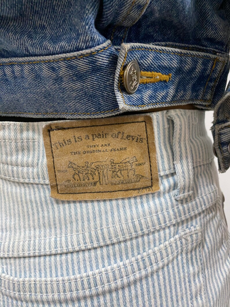 80s Womens Levis Hickory Stripe Jeans / Vintage Womens Levis Conductor Stripe Tapered Denim - Etsy