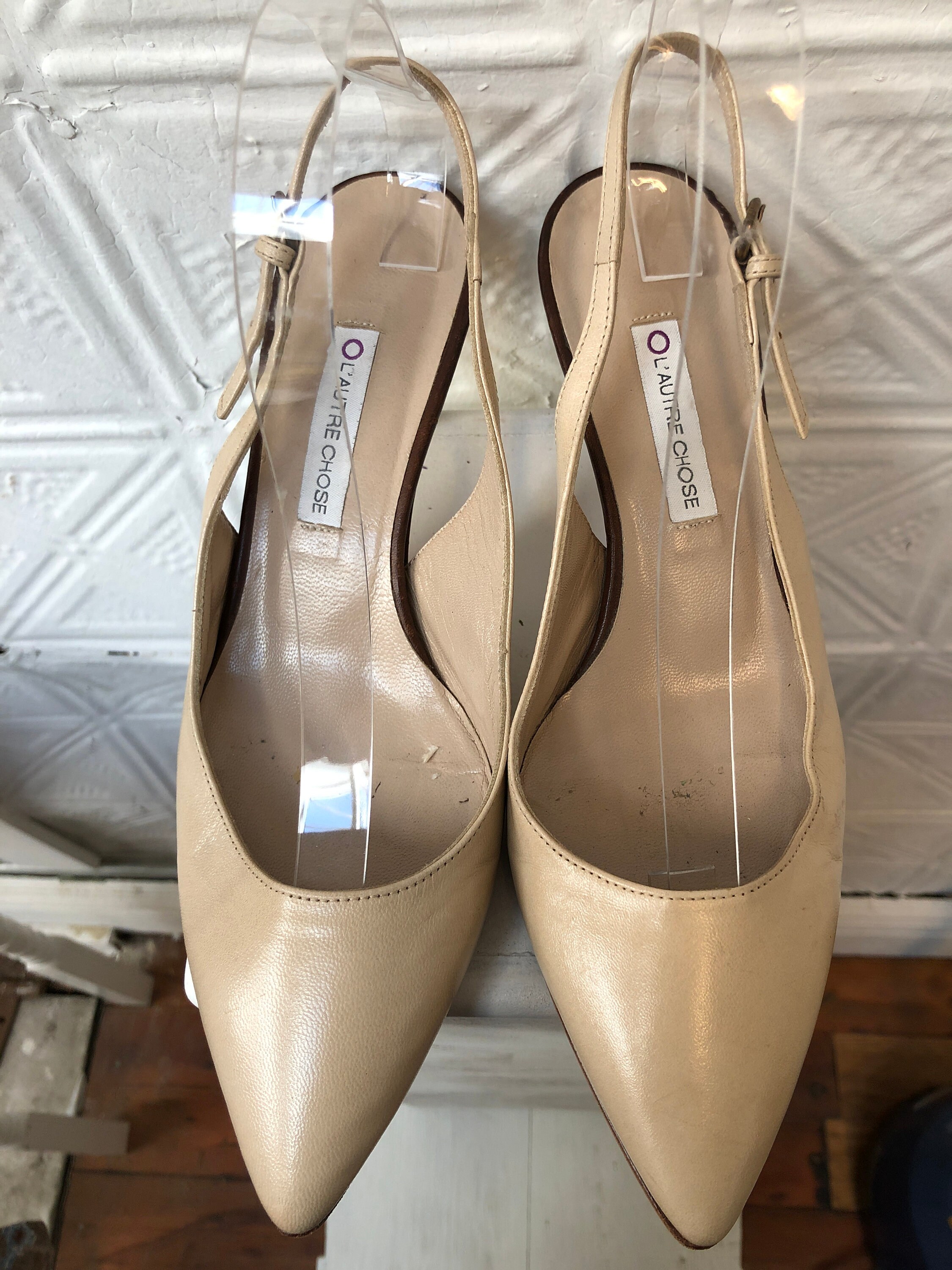 Vintage Beige Kitten Heel Slingback Pumps Designer Nude Etsy