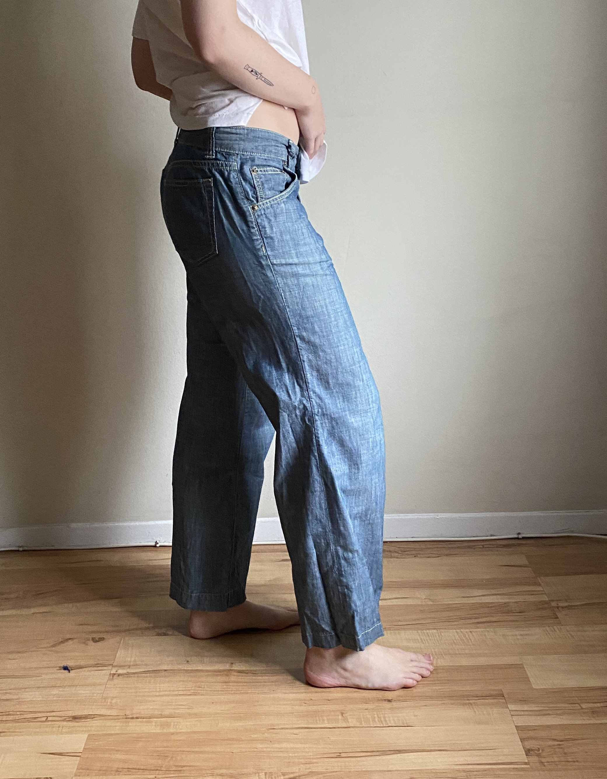 Vintage Y2k Banana Republic Low Rise Wide Leg Flares / Preppy Chambray ...