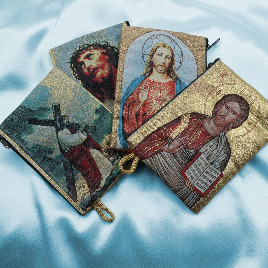 Jesus Christ Woven Purse|religious Concept Handbag|woven Fabric Coin ...