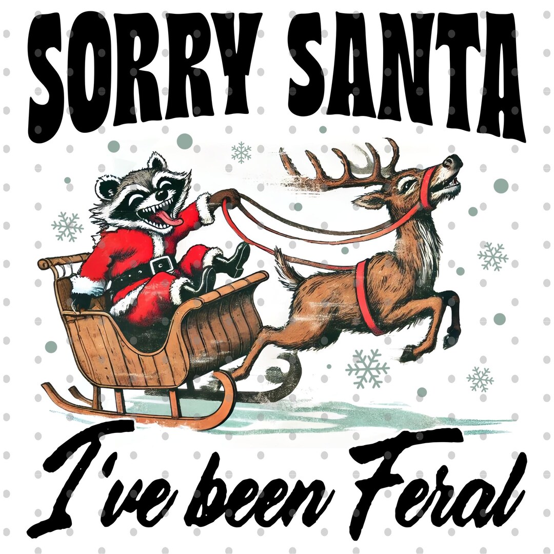 Sorry Santa I've Been Feral Png, Christmas Feral Png, Funny Raccoon ...