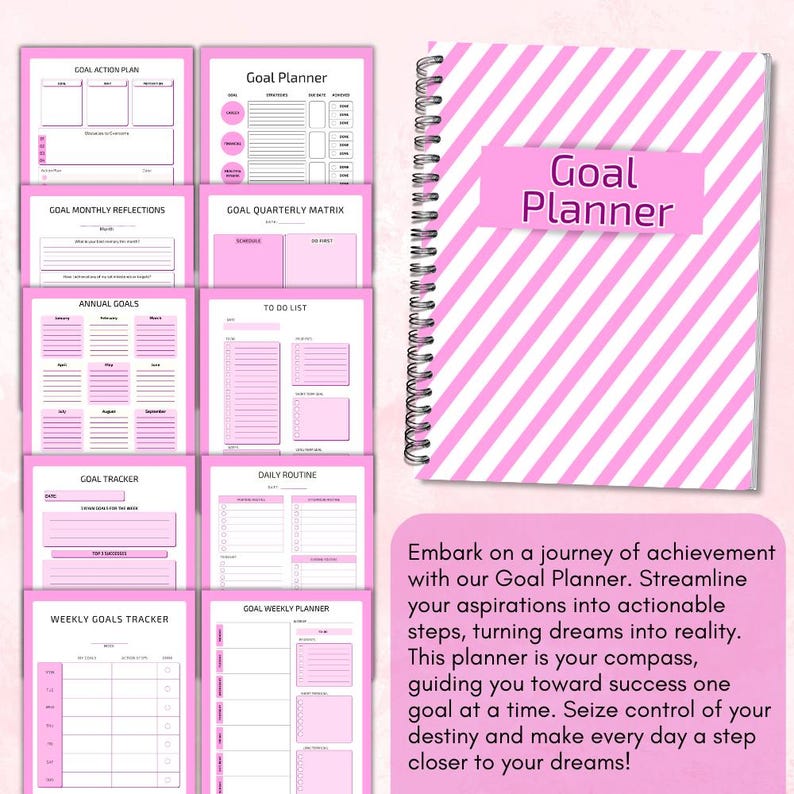 Pink Goal Planner - Etsy