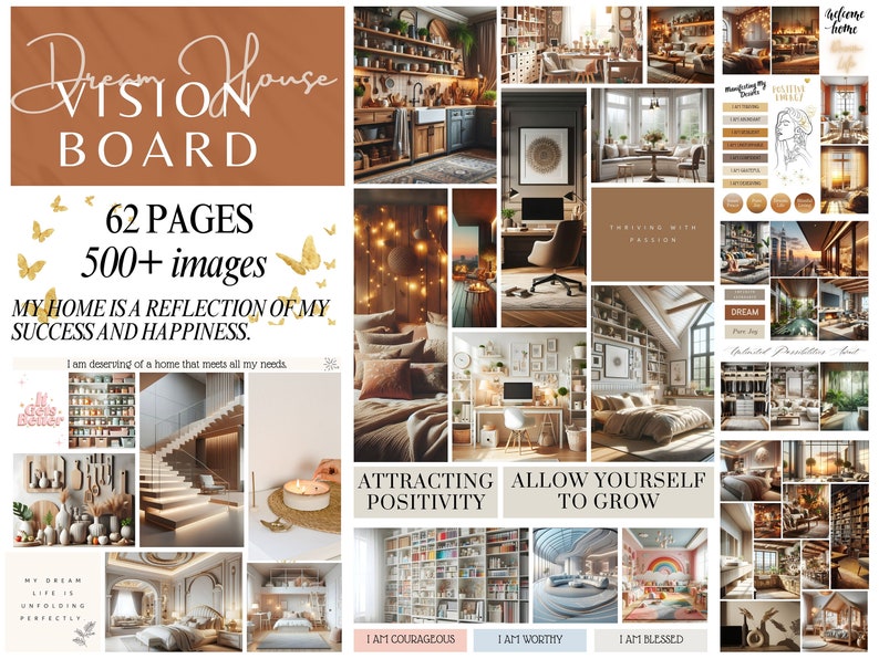 2025 Vision Board, Dream House, Manifest Happiness, Printable PDF, Mood ...