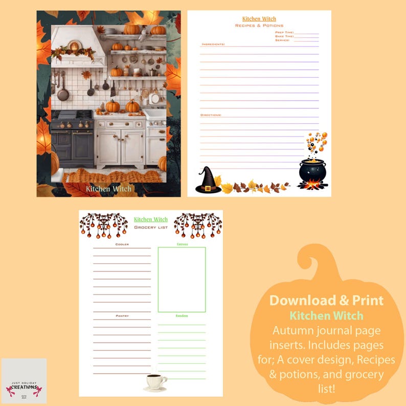 Digital Printable Halloween Autumn Kitchen Witch Calendar Journal ...