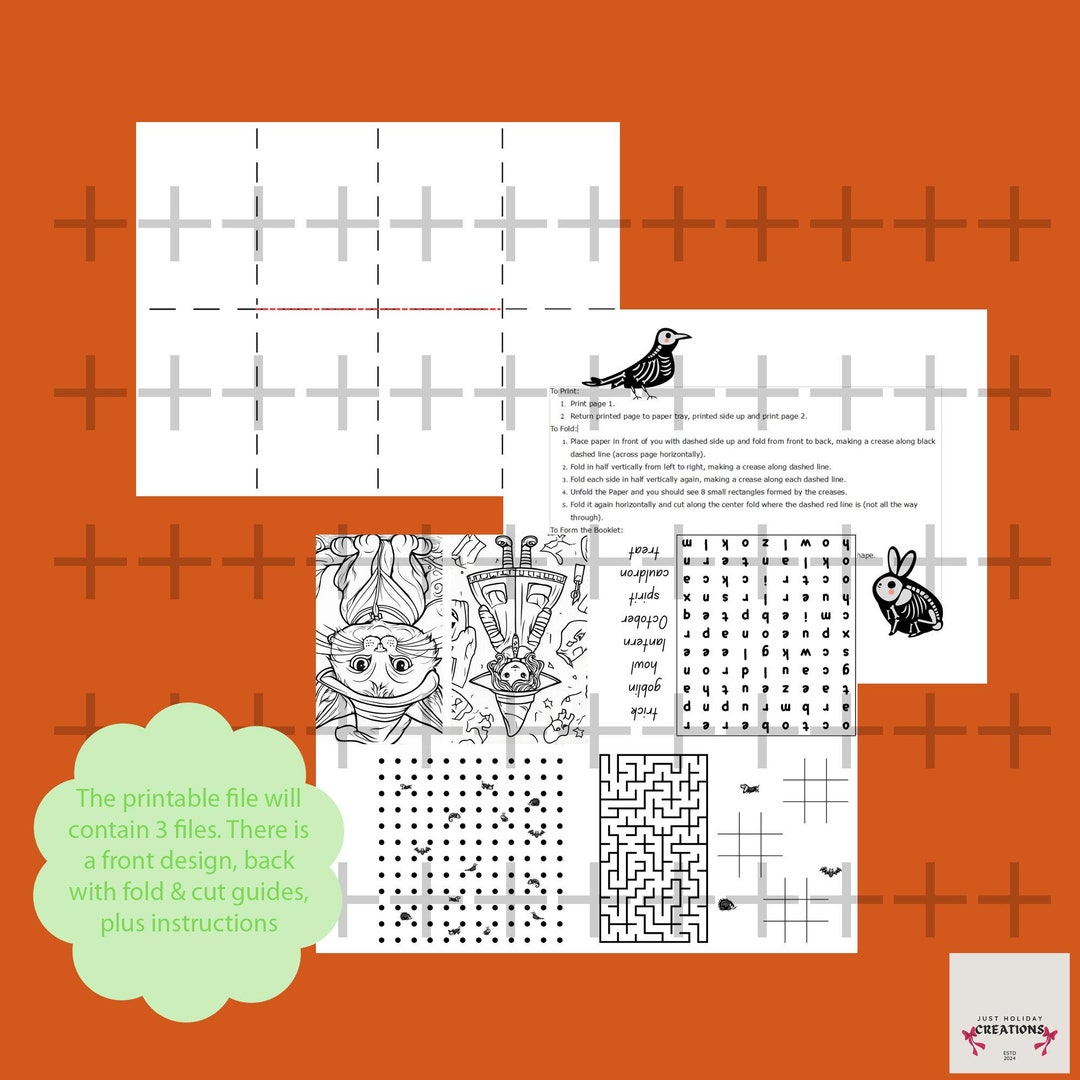 Halloween Mini Activity Booklet Squish Book Coloring Trick Treat Maze ...