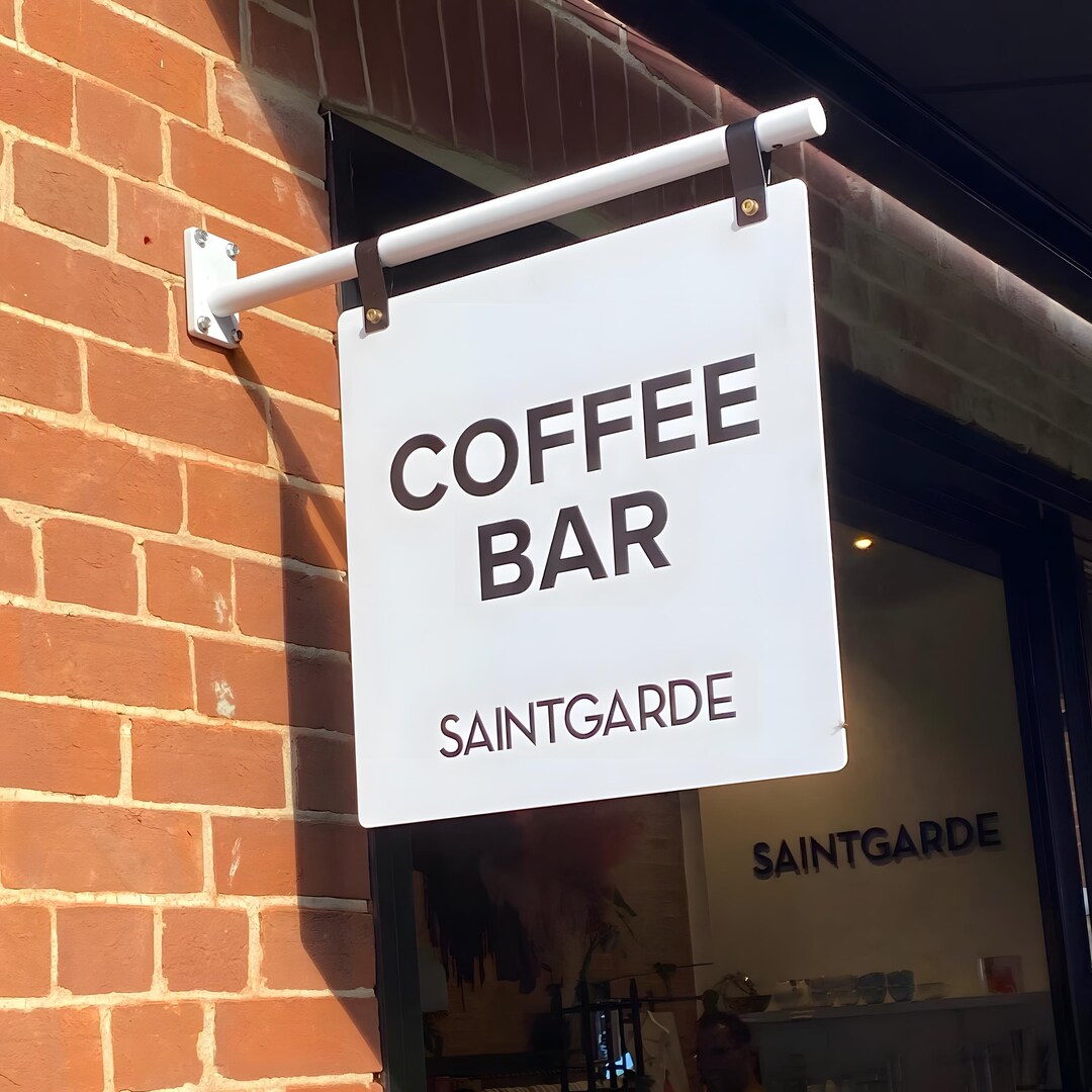 Cafe Logo Sign, Business Sign, Outdoor Shop Sign, Metal Blade Sign ...