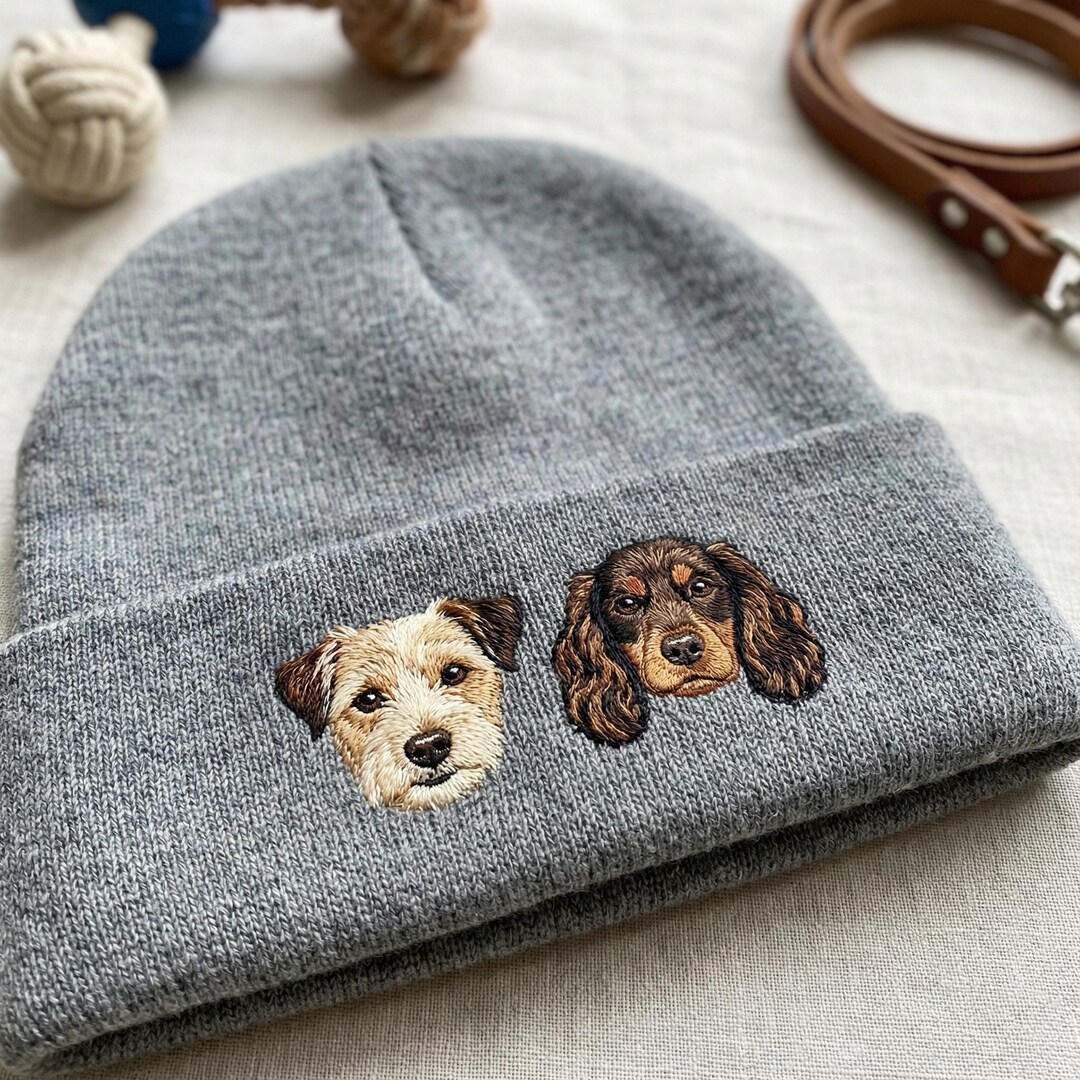Custom Pet Portrait Beanie, Personalized Embroidered Pet Beanie, Dog ...