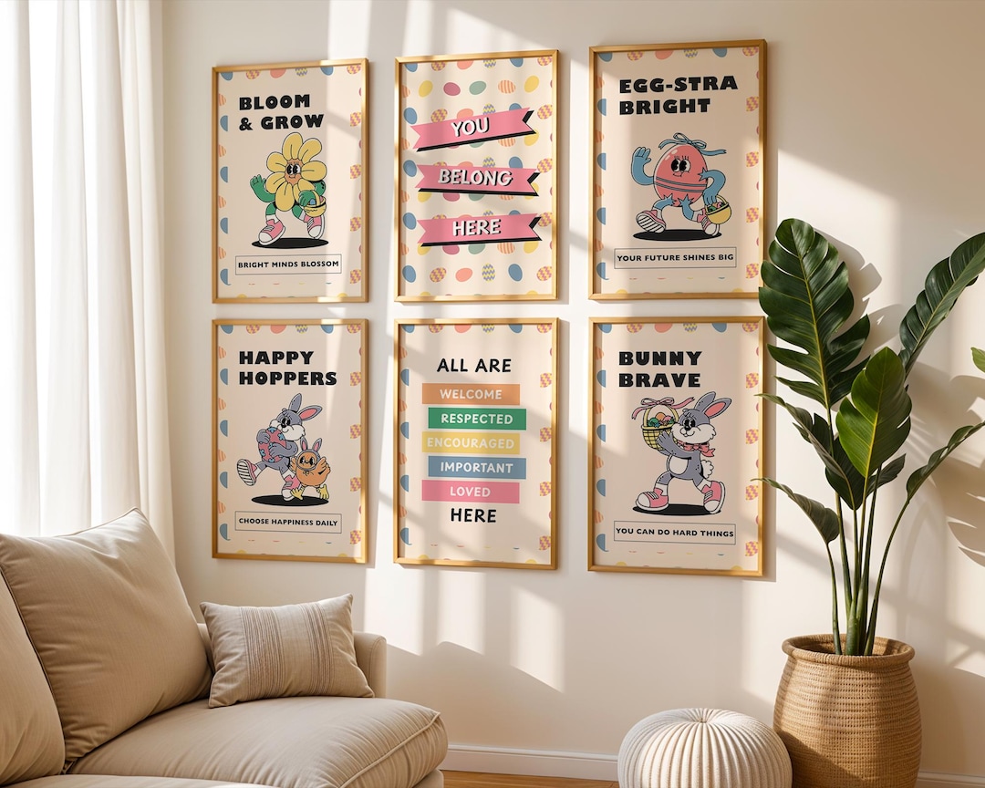Easter Retro Affirmation Posters for Classroom Wall Decor Positive ...