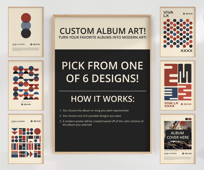 Custom Modern Album Poster | Personalized Bauhaus Album and Song Art ...