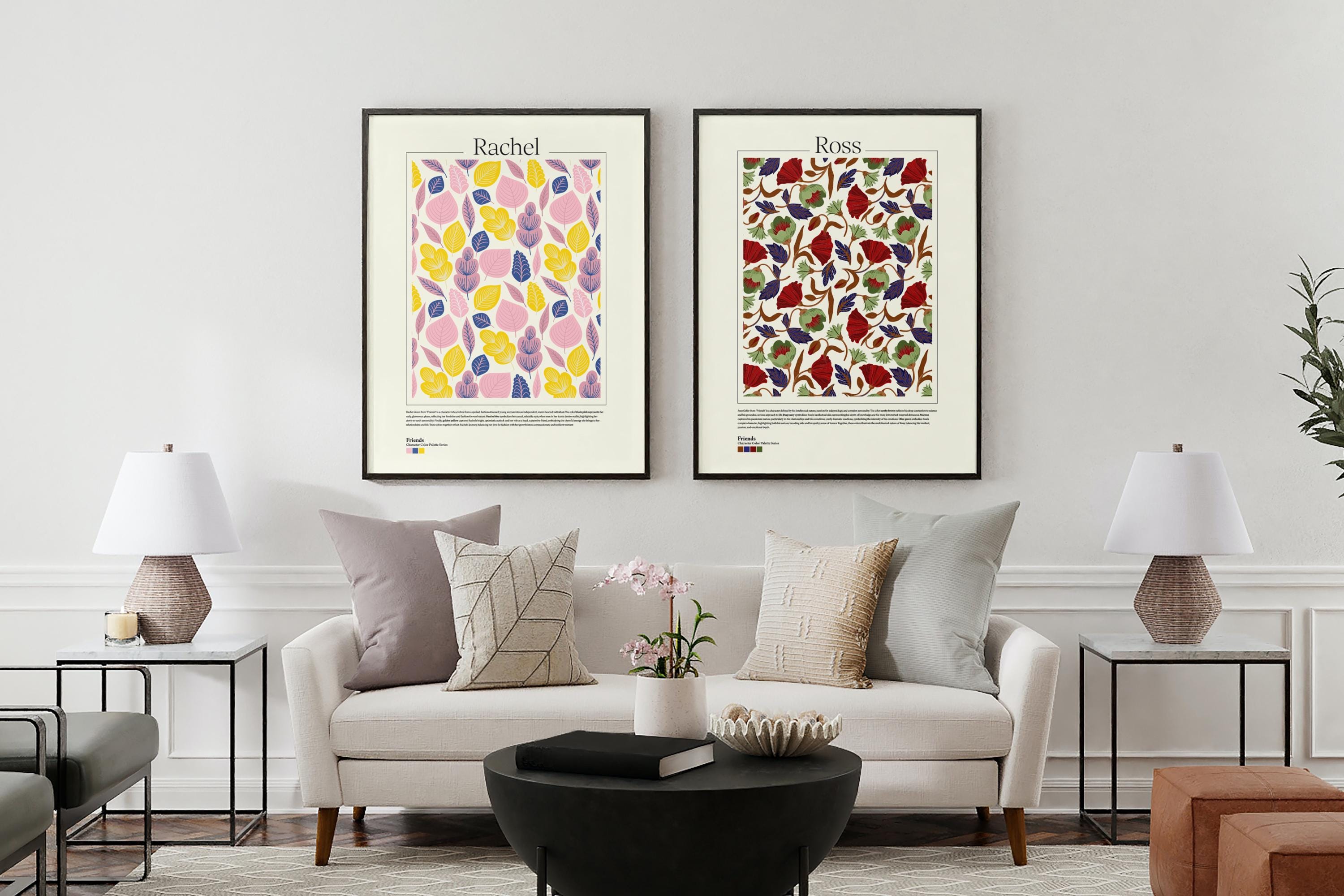 Friends TV Show Character Poster Set Minimalist Botanical Wall Art ...
