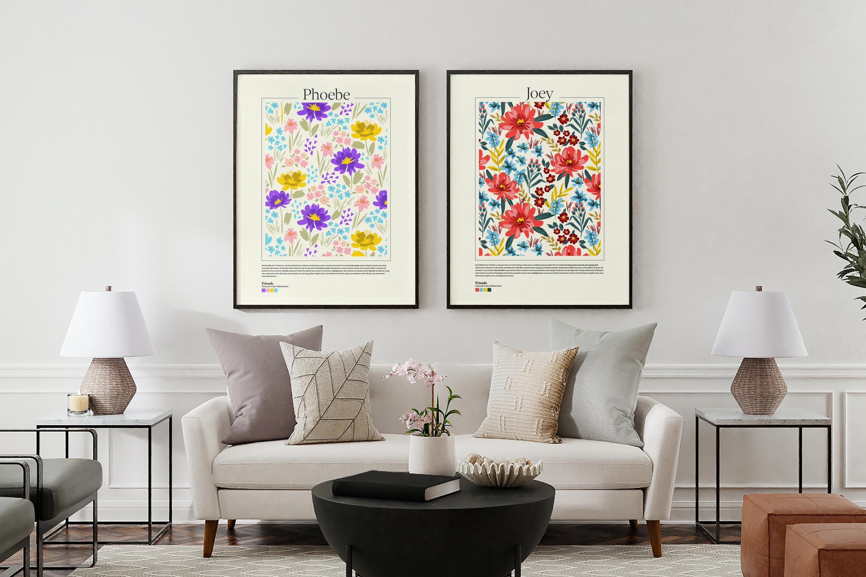 Friends TV Show Character Poster Set Minimalist Botanical Wall Art ...