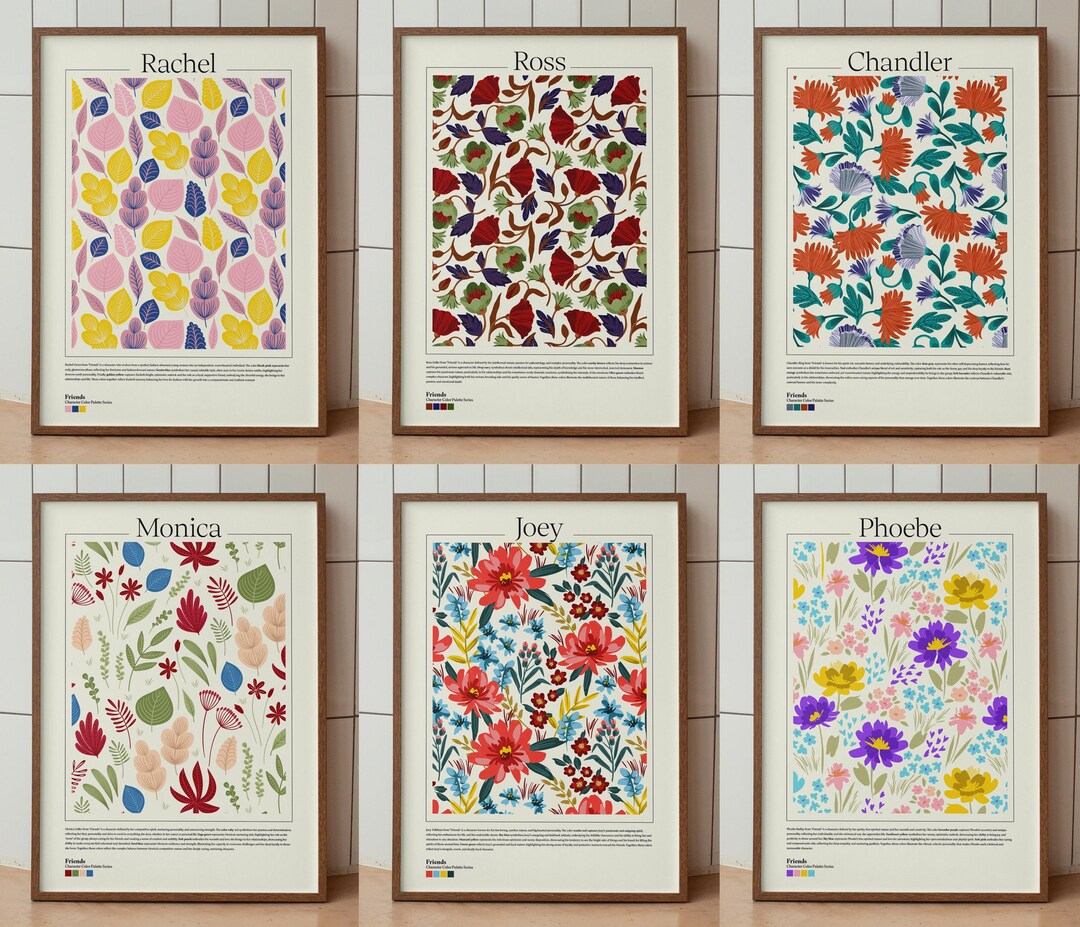 Friends TV Show Character Poster Set Minimalist Botanical Wall Art ...