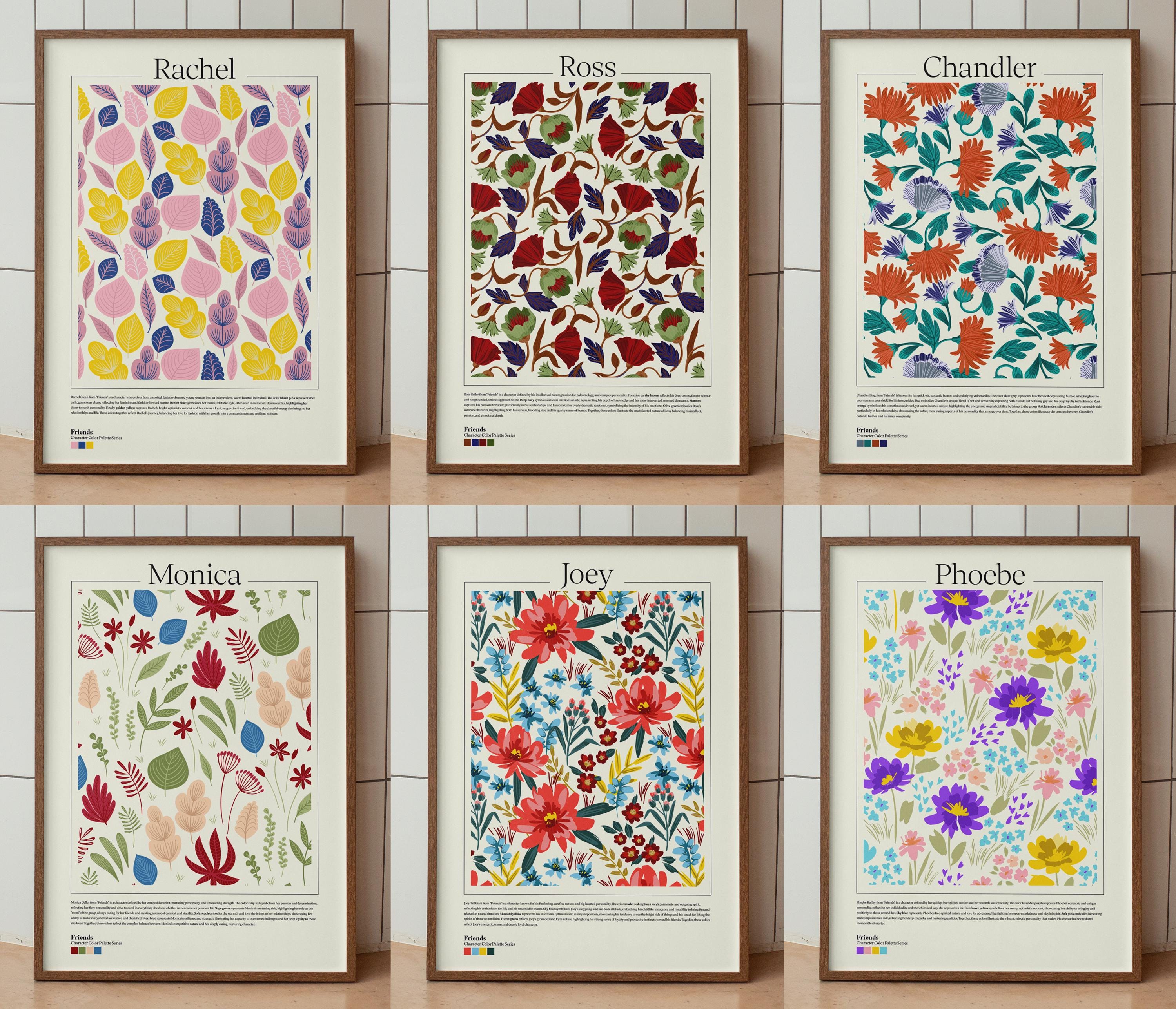 Friends TV Show Character Poster Set Minimalist Botanical Wall Art ...