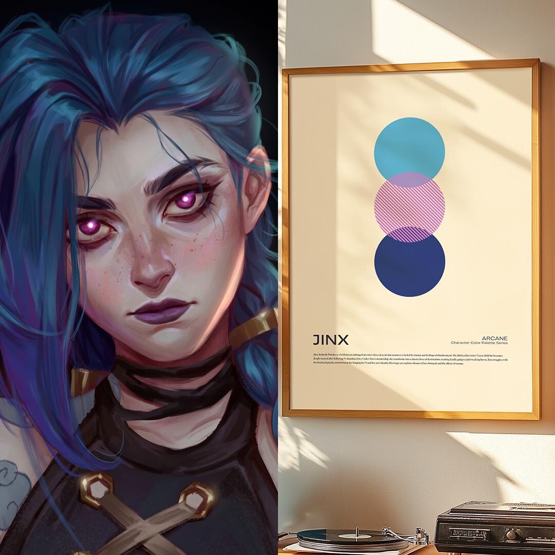 Jinx | Arcane | Modern Anime Bauhaus Geometric Poster | Vintage Mid ...