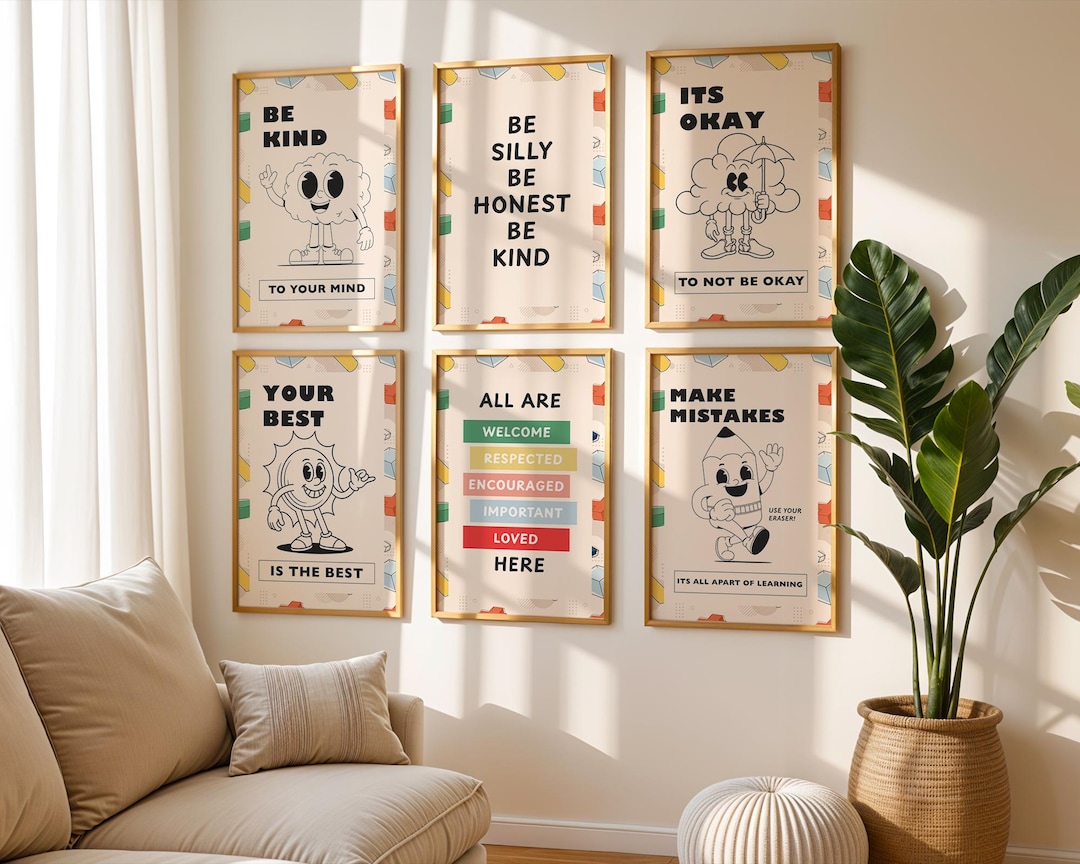 Elementary Classroom Posters Printable Set Positive Retro Teacher ...