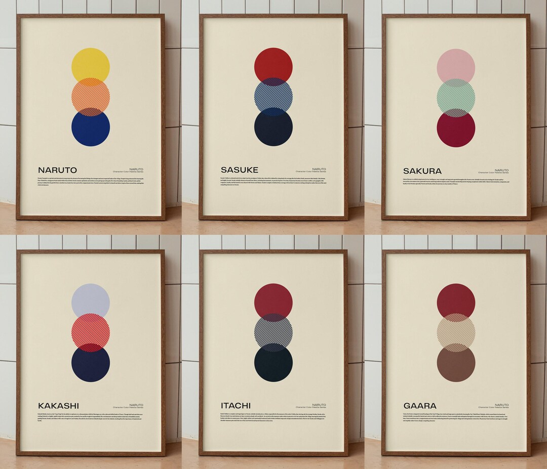Naruto Character Poster Set Minimalist Trendy Bauhaus Wall Art Home ...