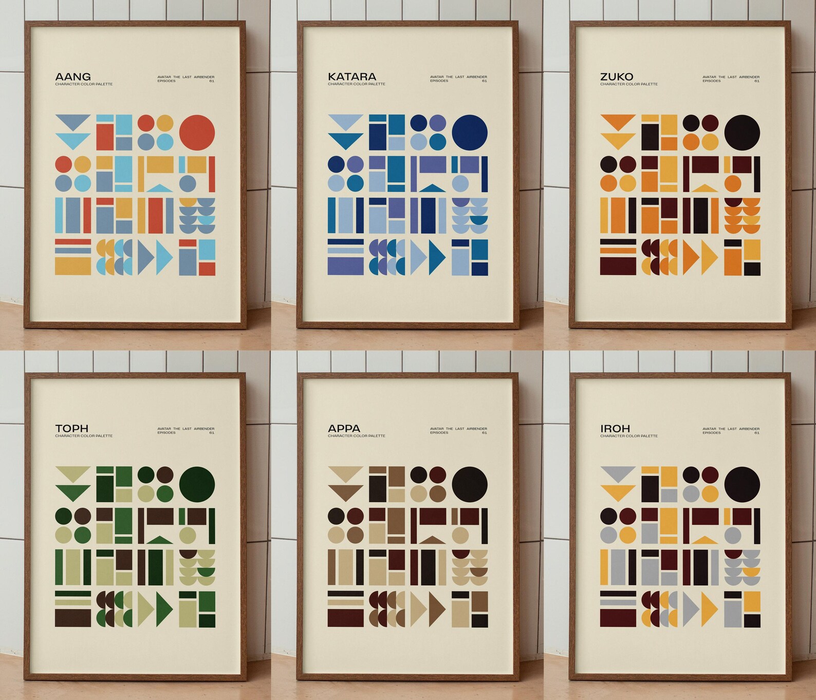 Avatar the Last Airbender Character Poster Set Minimalist Bauhaus Wall ...