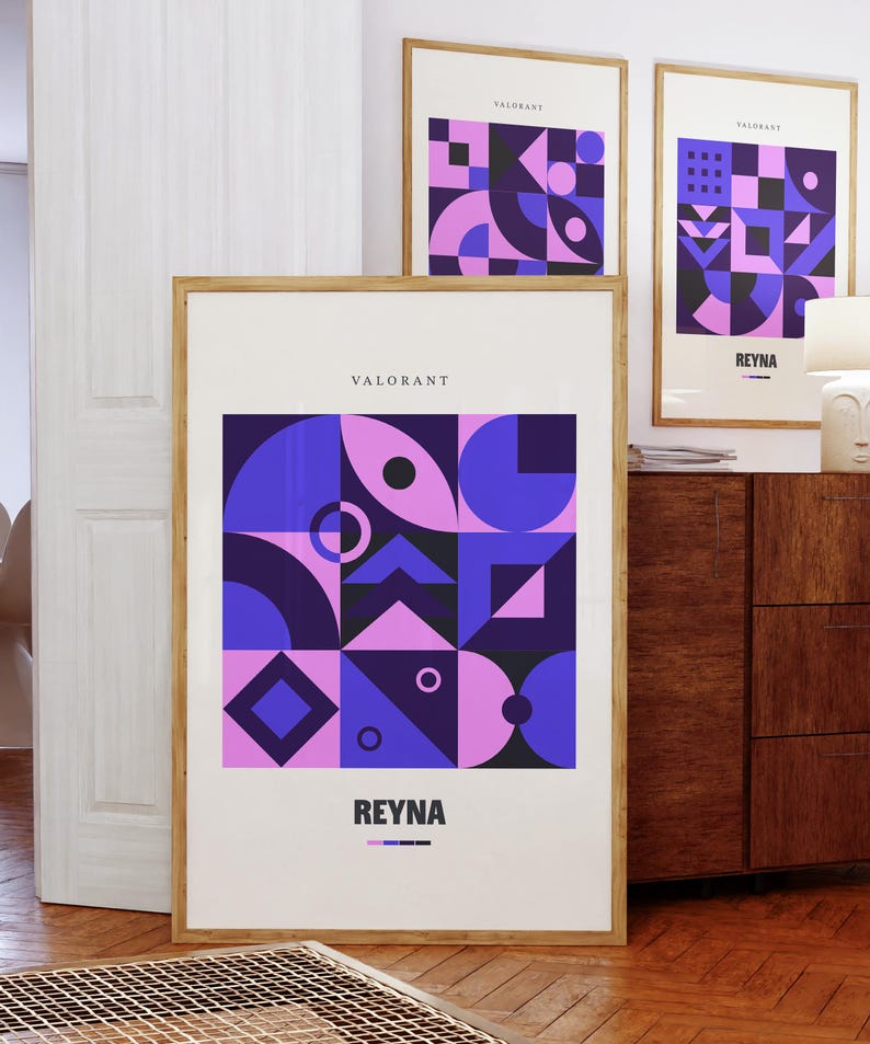 VALORANT Reyna 3-piece Minimal Geometric Art Poster Wall Bedroom ...