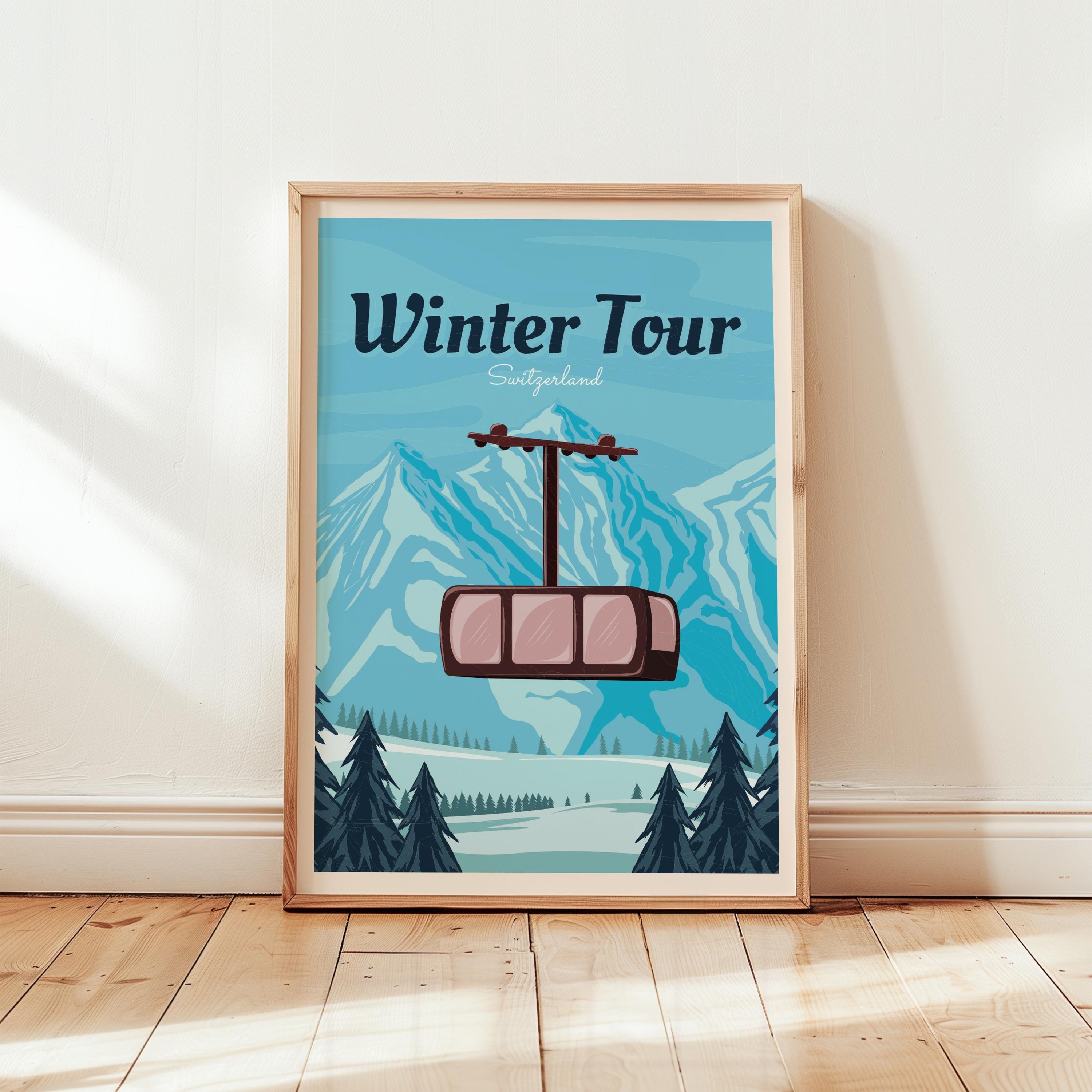 Vintage Ski Posters | Retro Ski Lodge Wall Art | Skiing Prints for ...