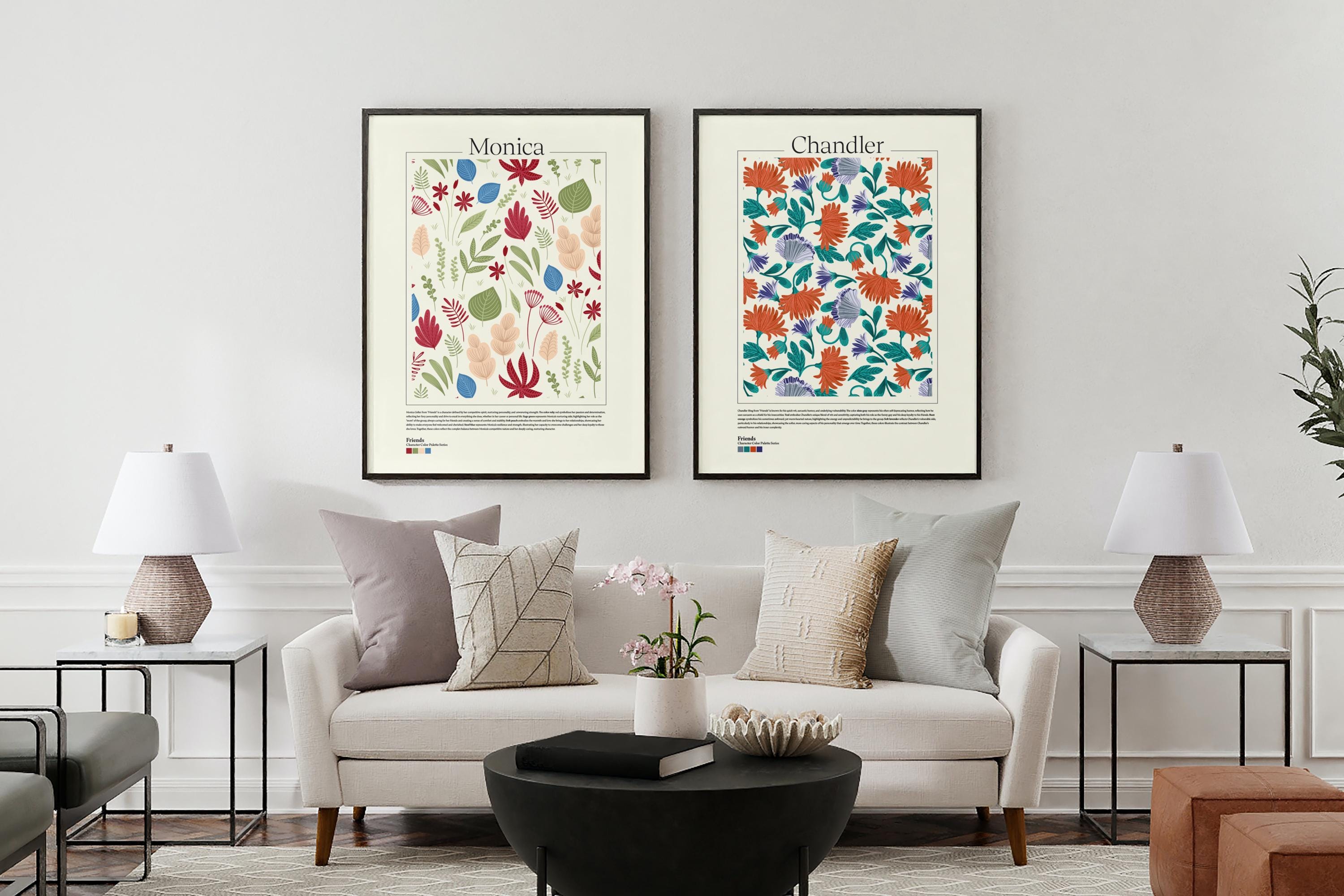 Friends TV Show Character Poster Set Minimalist Botanical Wall Art ...