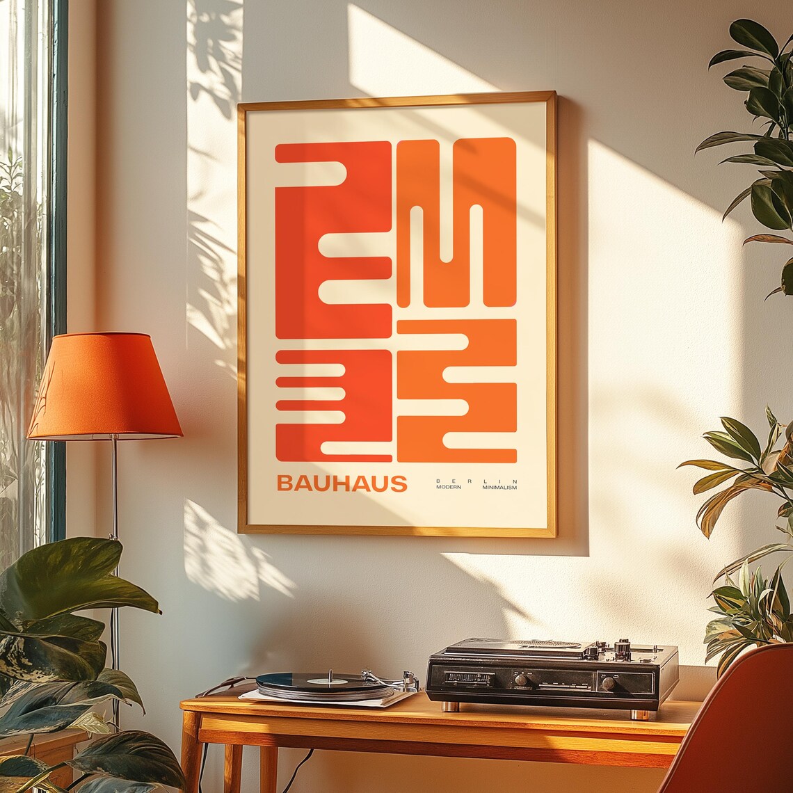 Orange Mid Century Geometric Modern Wall Art | Vintage Bauhaus Poster ...
