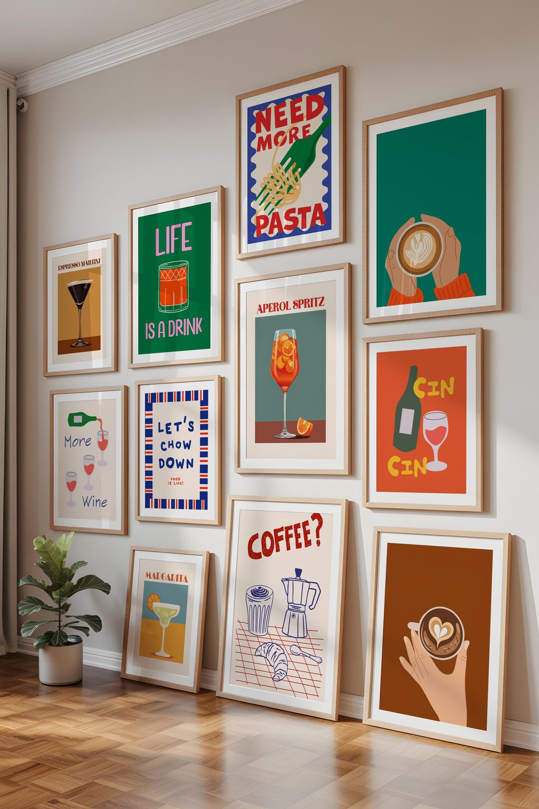 Kitchen Prints Mega Bundle of 74 Coffee Poster Bar Cart Art for ...