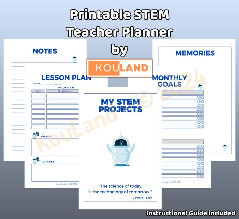 Printable STEM Teacher Planner "my STEM Projects" - Etsy