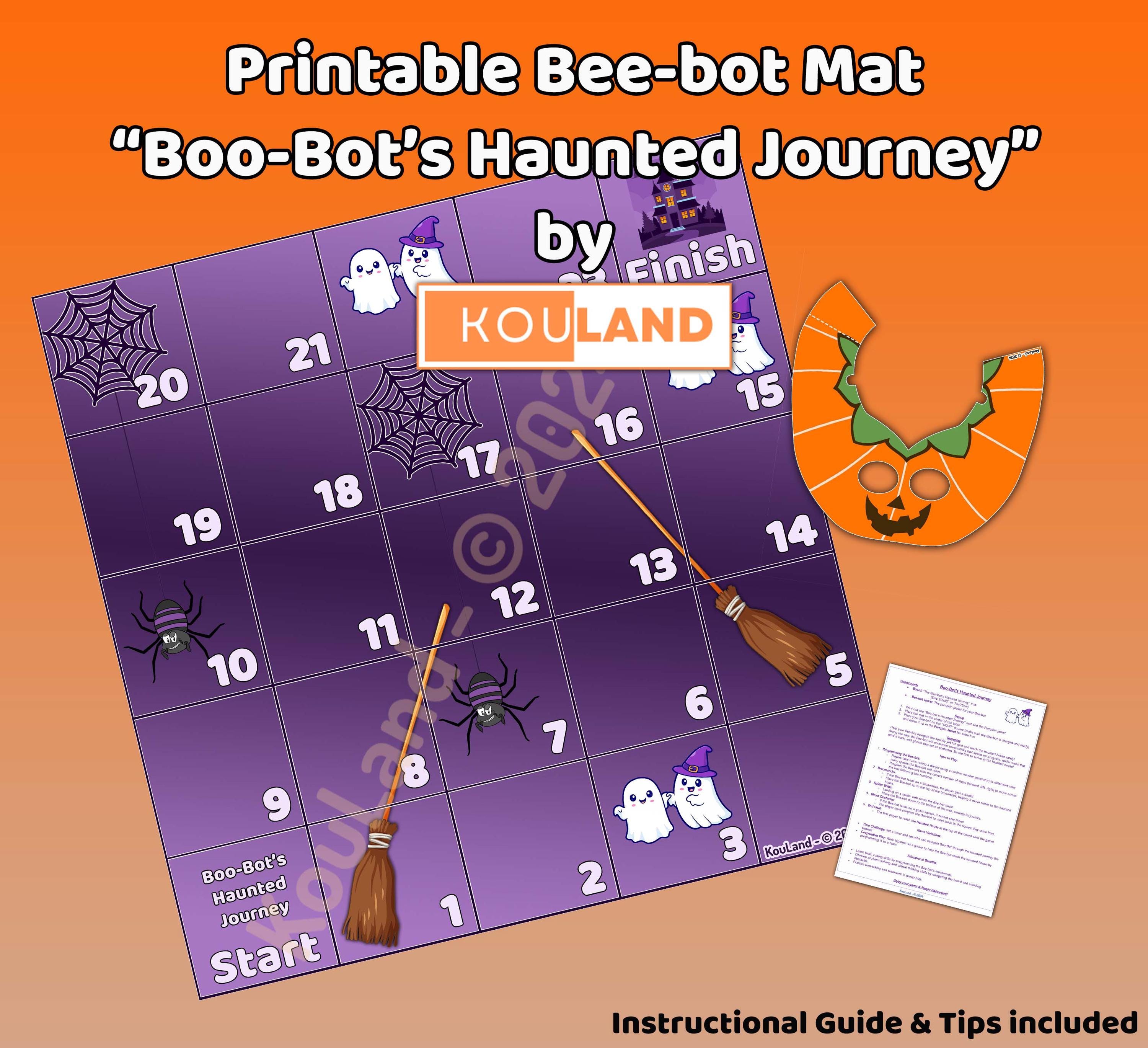 Printable Bee-bot Mat - Boo-bot's Haunted Journey: Halloween-themed Bee ...