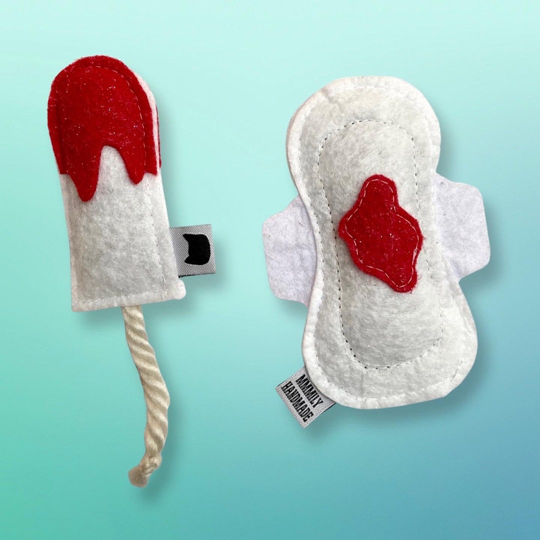 Period Products Cat Toys, Bloody Tampon Felt Catnip Toy, Bloody Pad Cat ...