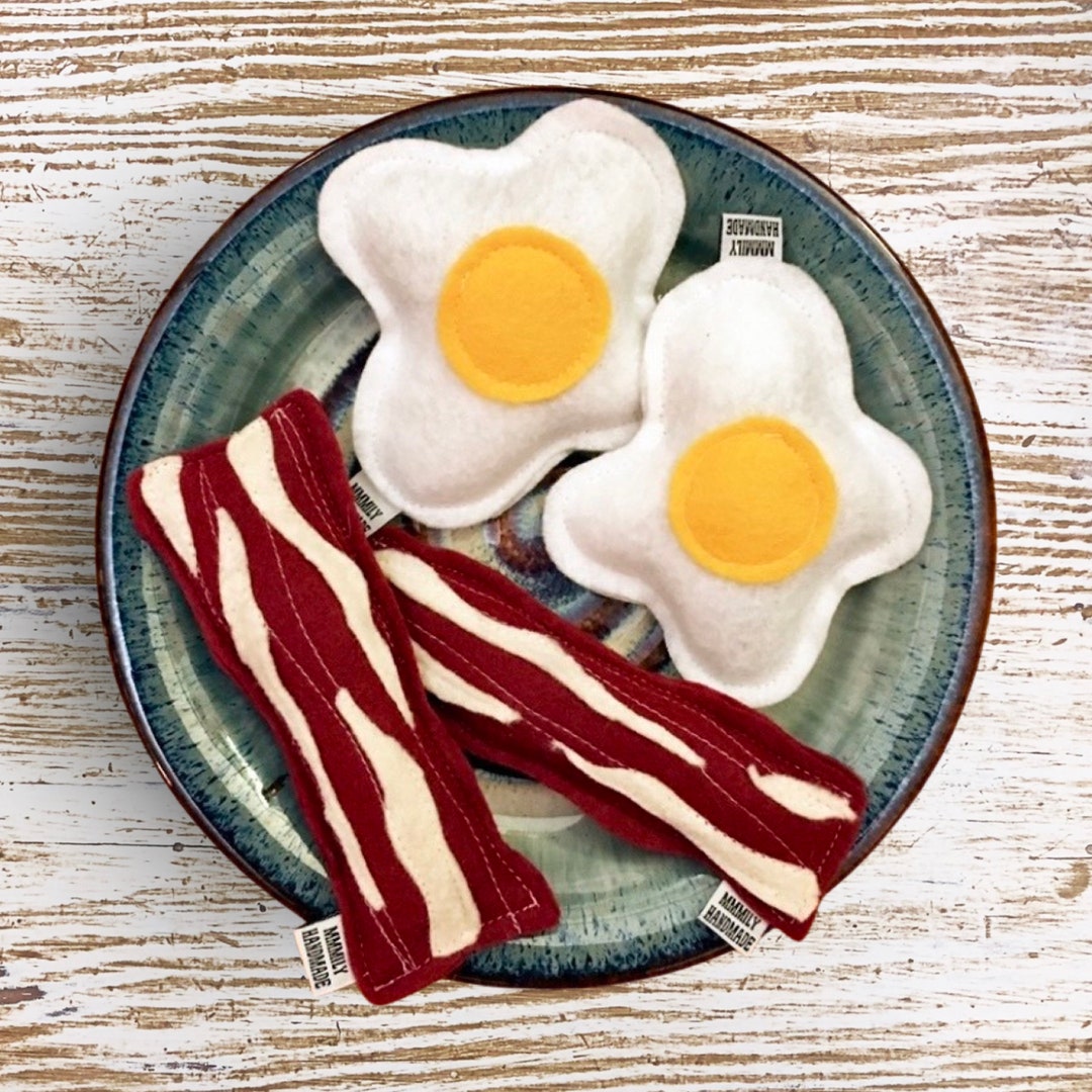 Eggs & Bacon Catnip Toy, Food Cat Toys, Fried Egg Felt Catnip Toy ...