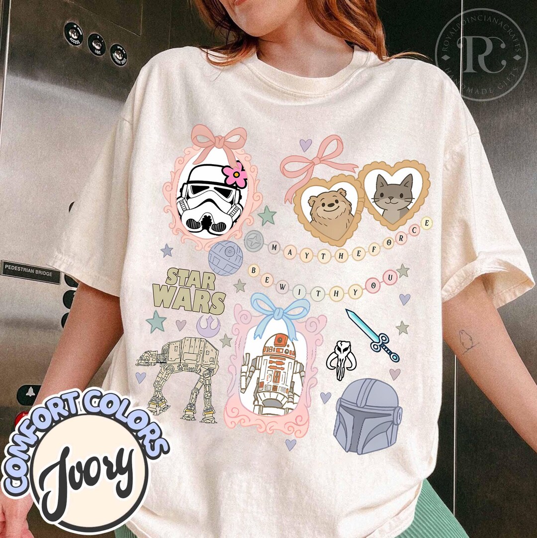 Retro Coquette Disney Star Wars Shirt, Bow Aesthetic R2D2 ATAT Ewok Tee ...