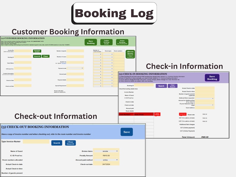 Hotel Management Spreadsheet Template | Booking, Invoicing & Cleaning ...