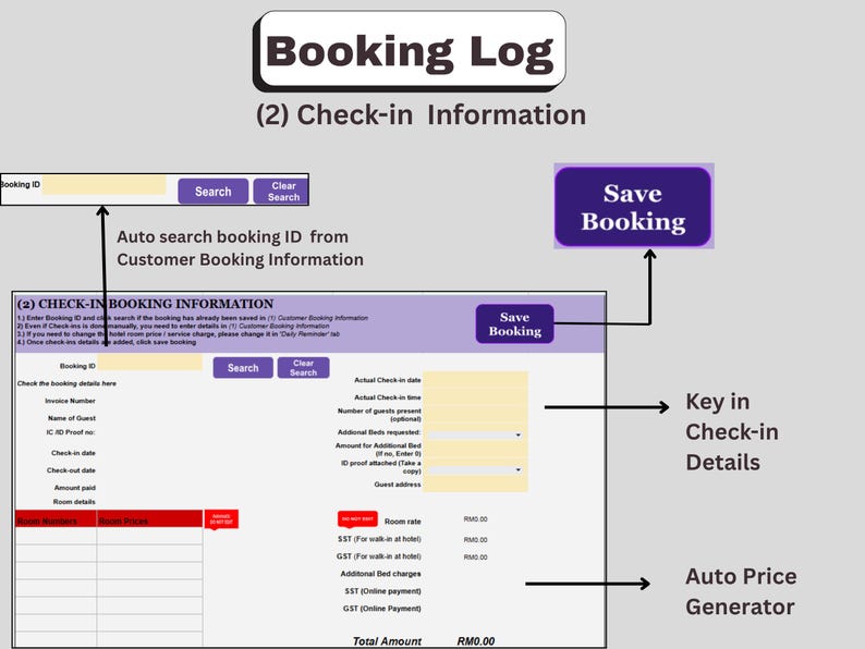 Hotel Management Spreadsheet Template | Booking, Invoicing & Cleaning ...