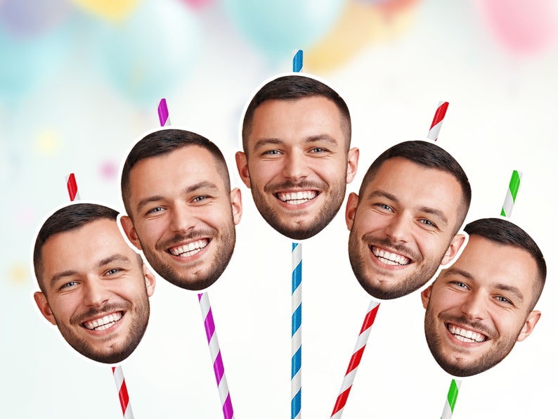 Custom Photo Straws Face Cutout Stag Night Hen Do Party Decorations ...