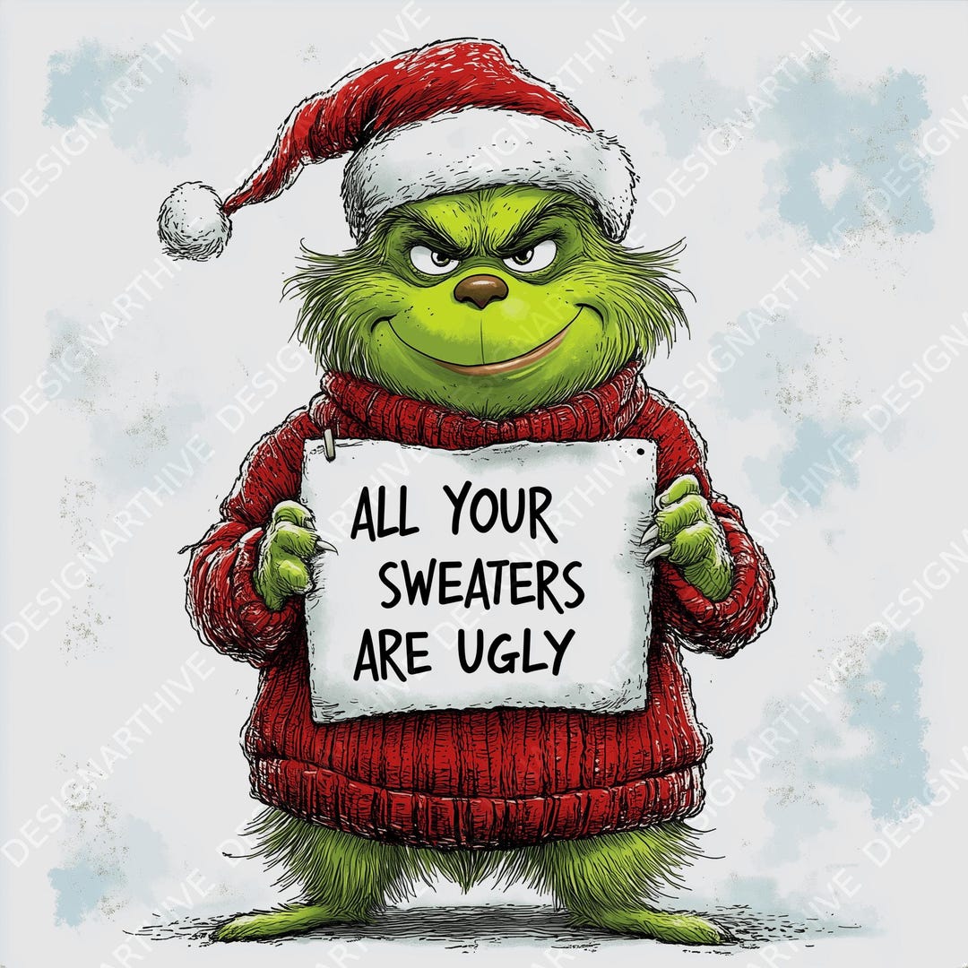 All Your Sweaters Are Ugly Christmas PNG | Funny Xmas Cartoon | Green ...