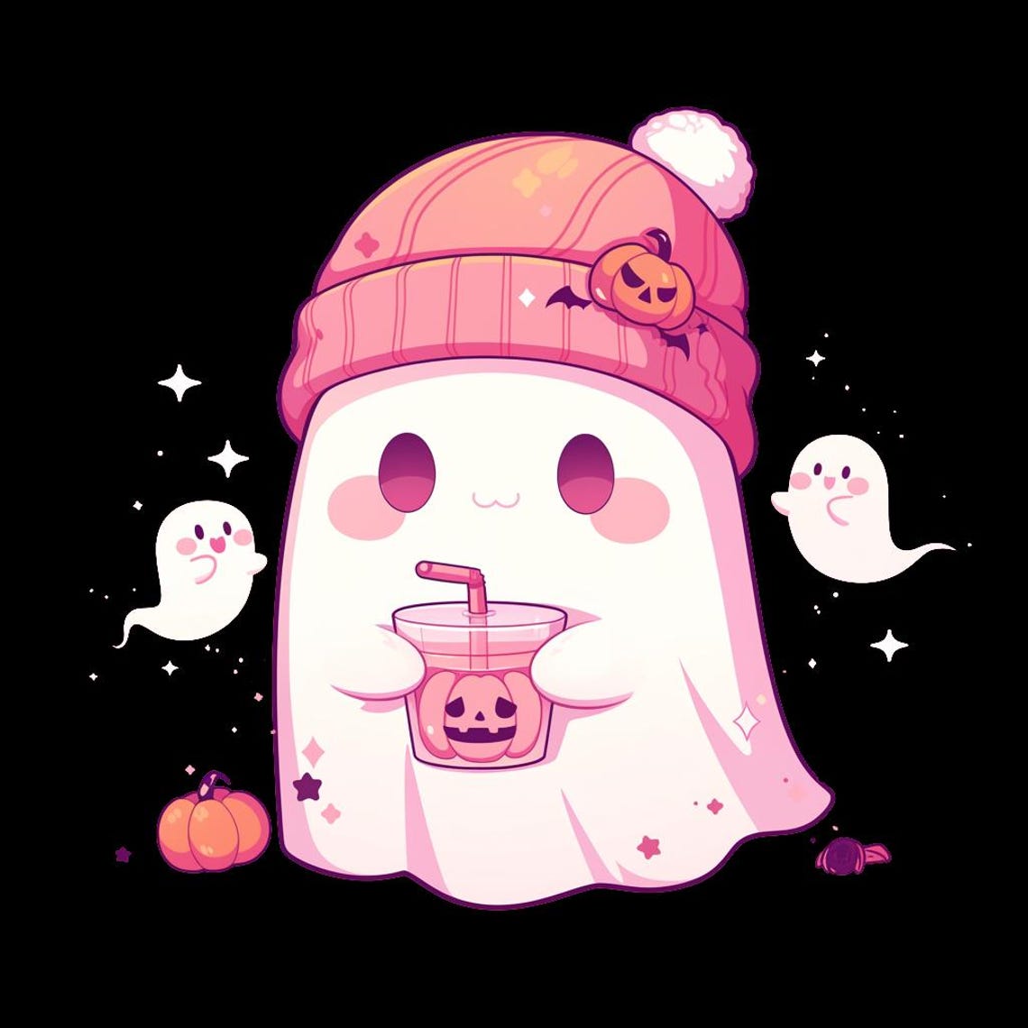 Cute Ghost Png, Coffee Png, Bougie Png, Trendy Halloween Png, Halloween ...