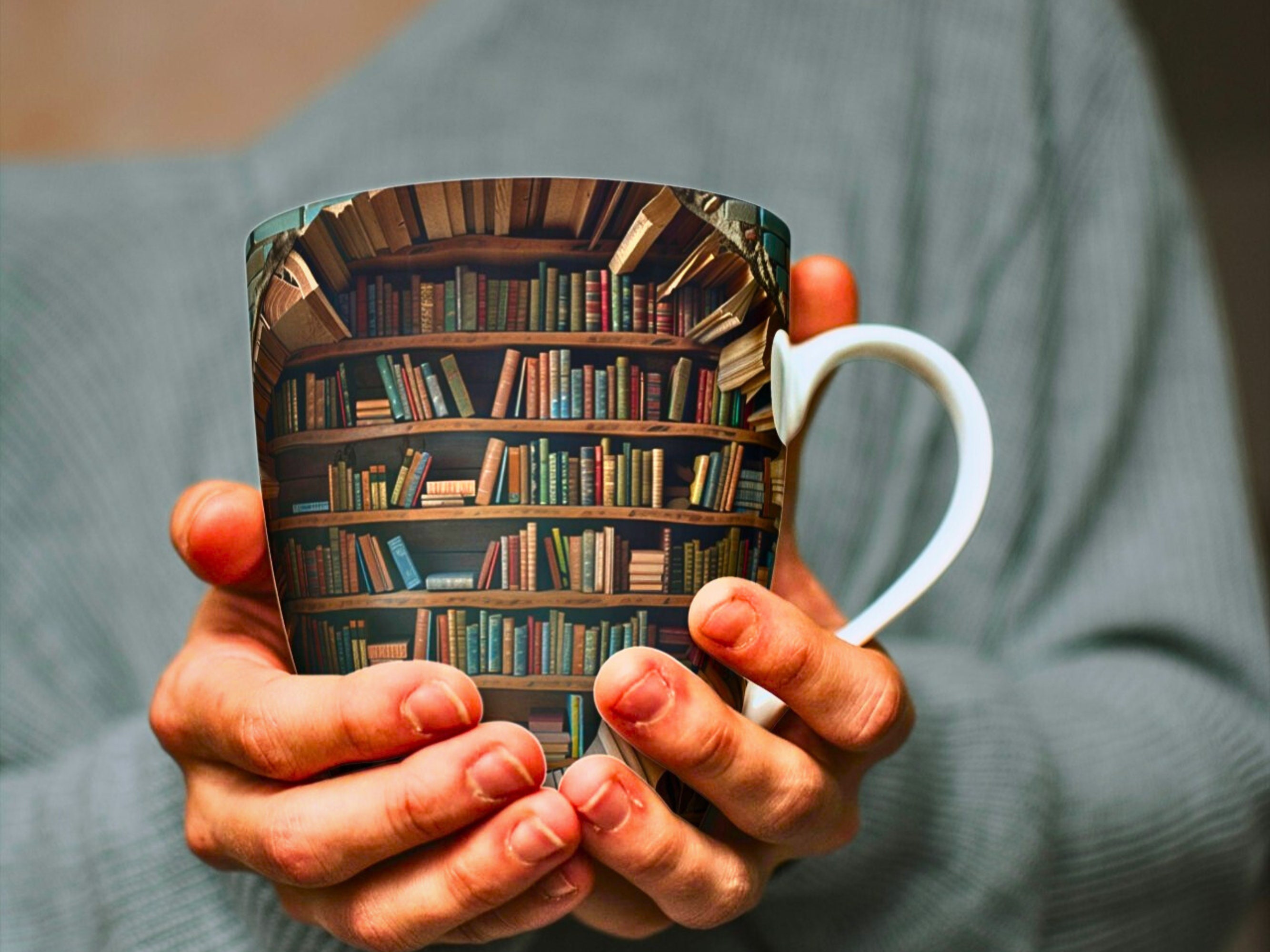 3D Book Mug Wrap 3D Bookshelf Mug Wrap Sublimation Design PNG 3D Book ...