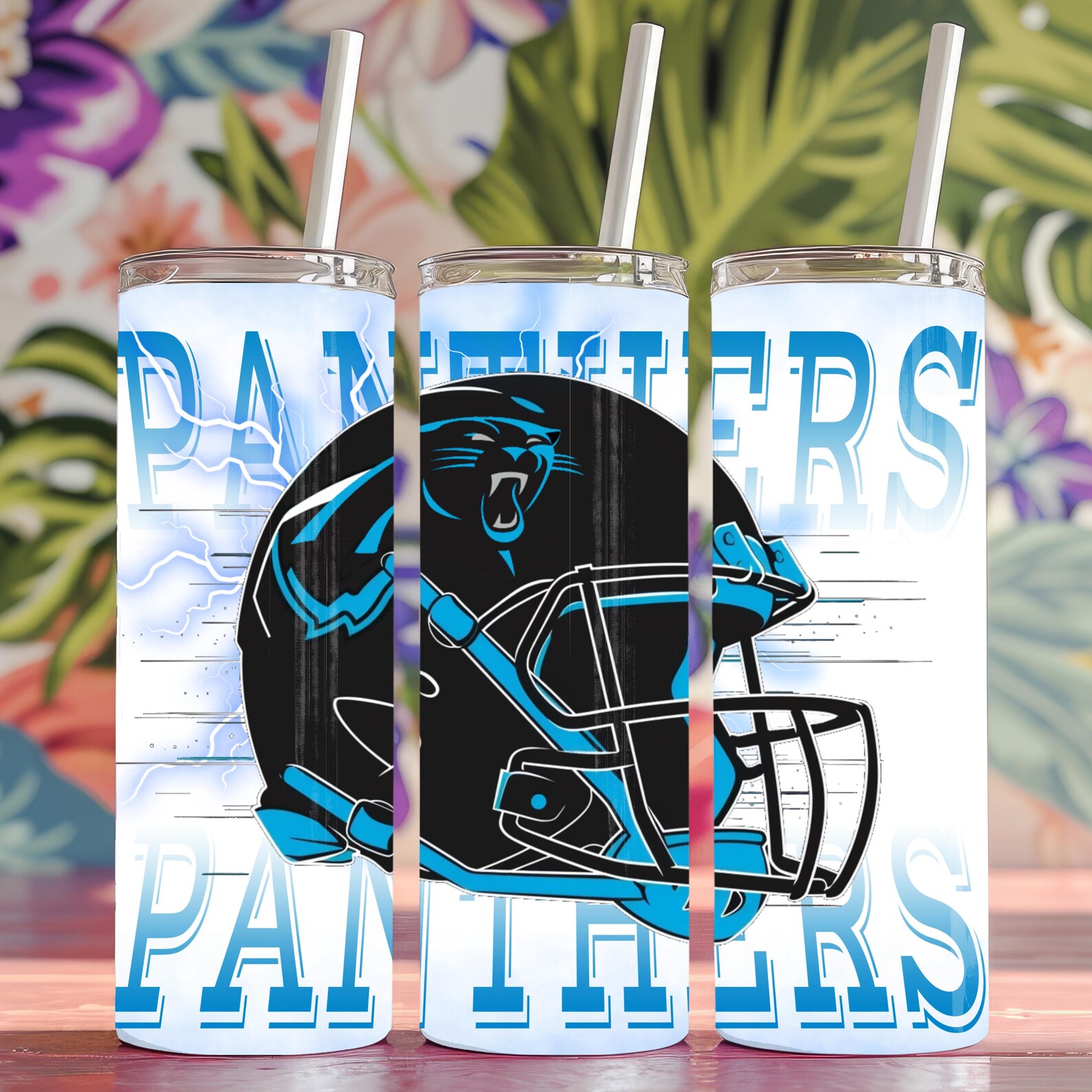 Panthers 20oz Skinny Tumbler Wrap PNG | Sport Tumbler Sublimation ...