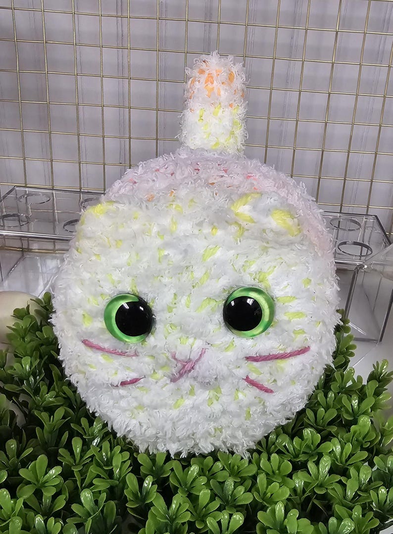 Fuzzy Pastel Rainbow Kitty Plushie, Crochet Loaf Cat, Glow in the Dark ...