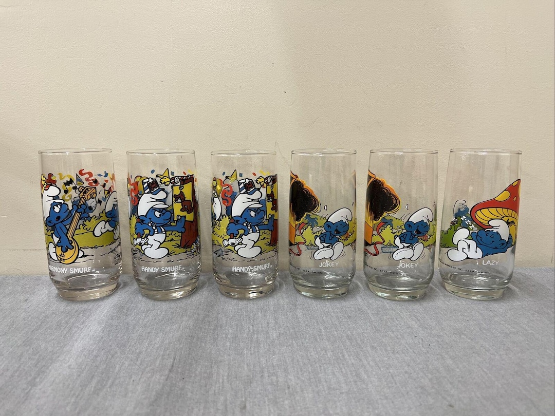 Vintage Set of 6 Smurf Water Ice Tea Glasses 1982-1983 FS Benefits ...